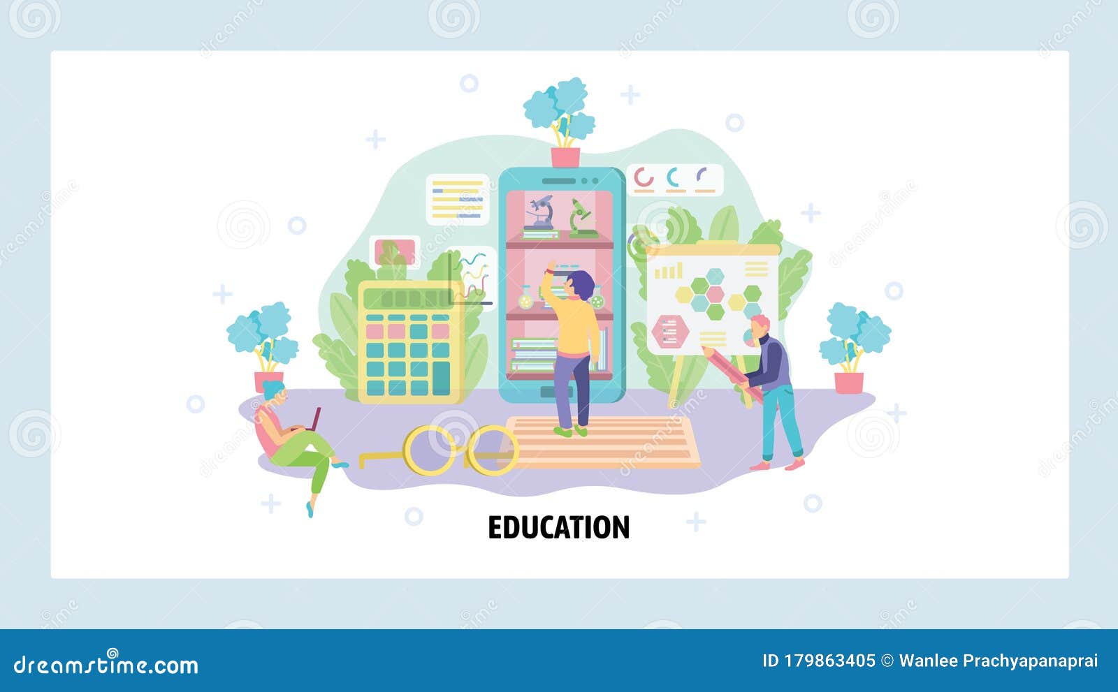 Home Education and School Classroom. Students in a Room Studying ...