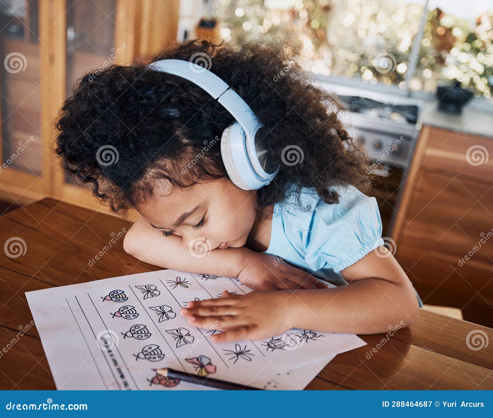 Home Education, Tired Kid and Sleep during Kindergarten Homework ...