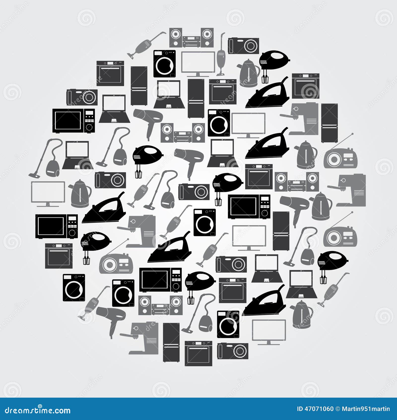 Home Electrical Appliances Black and Gray Icons Stock Vector ...