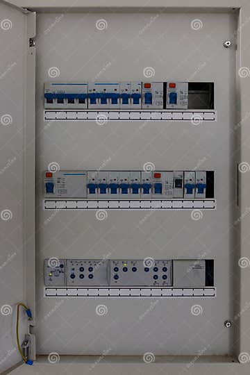 Home Electrical System Fuse, Switch Box. Opened Fuse Box Stock Image ...