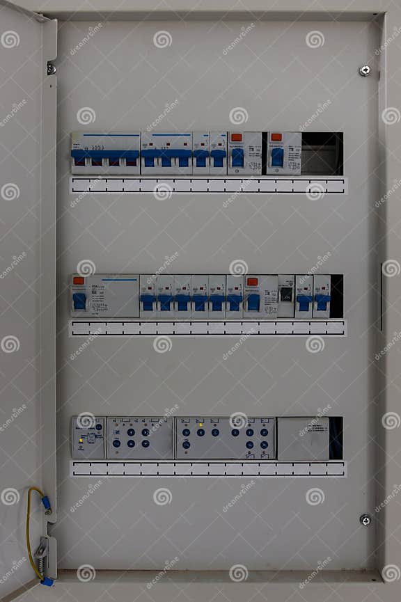 Home Electrical System Fuse, Switch Box. Opened Fuse Box Stock Image ...