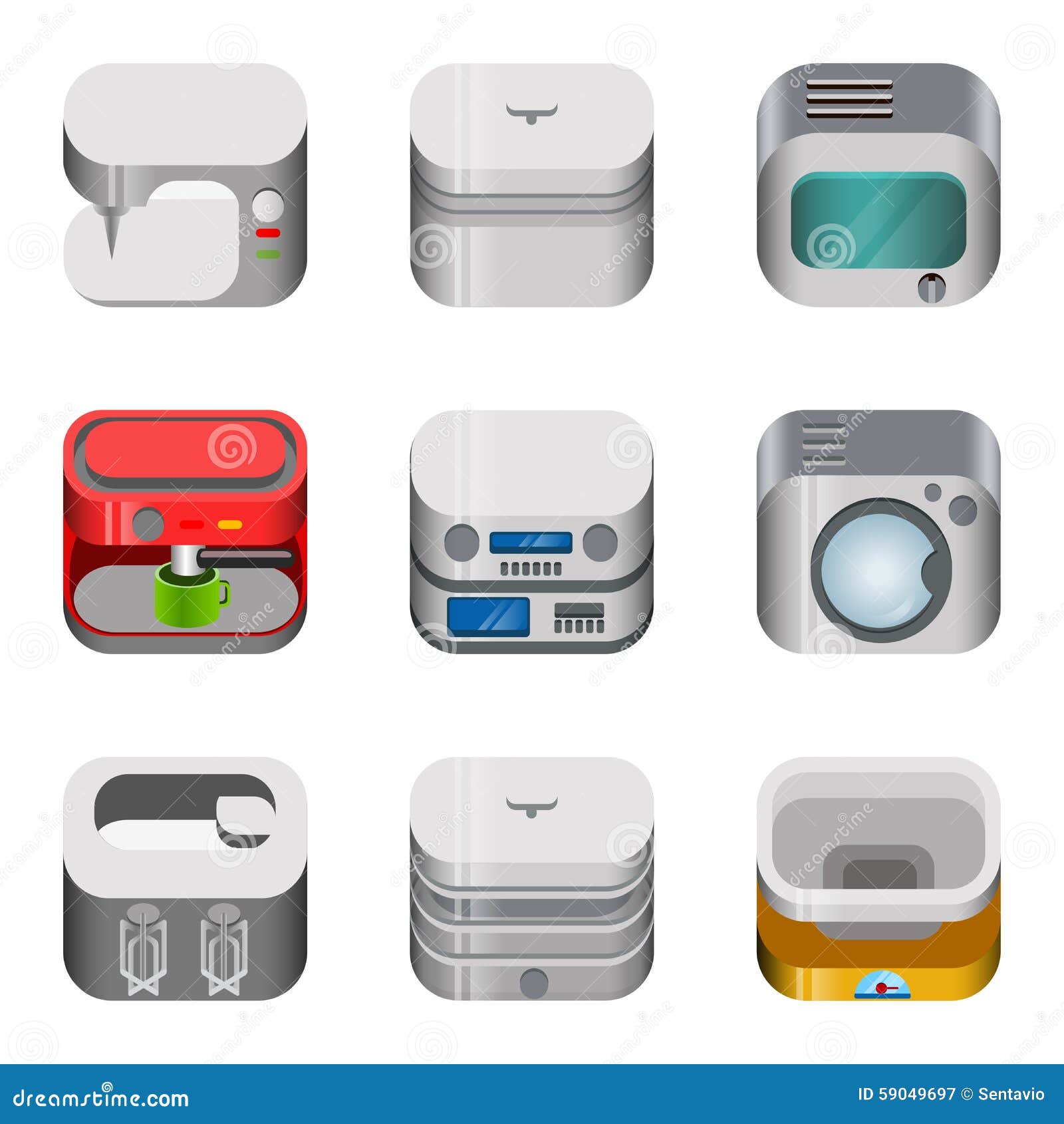 Home Electronics Glossy App Icon Vector Set Stock Vector - Illustration ...