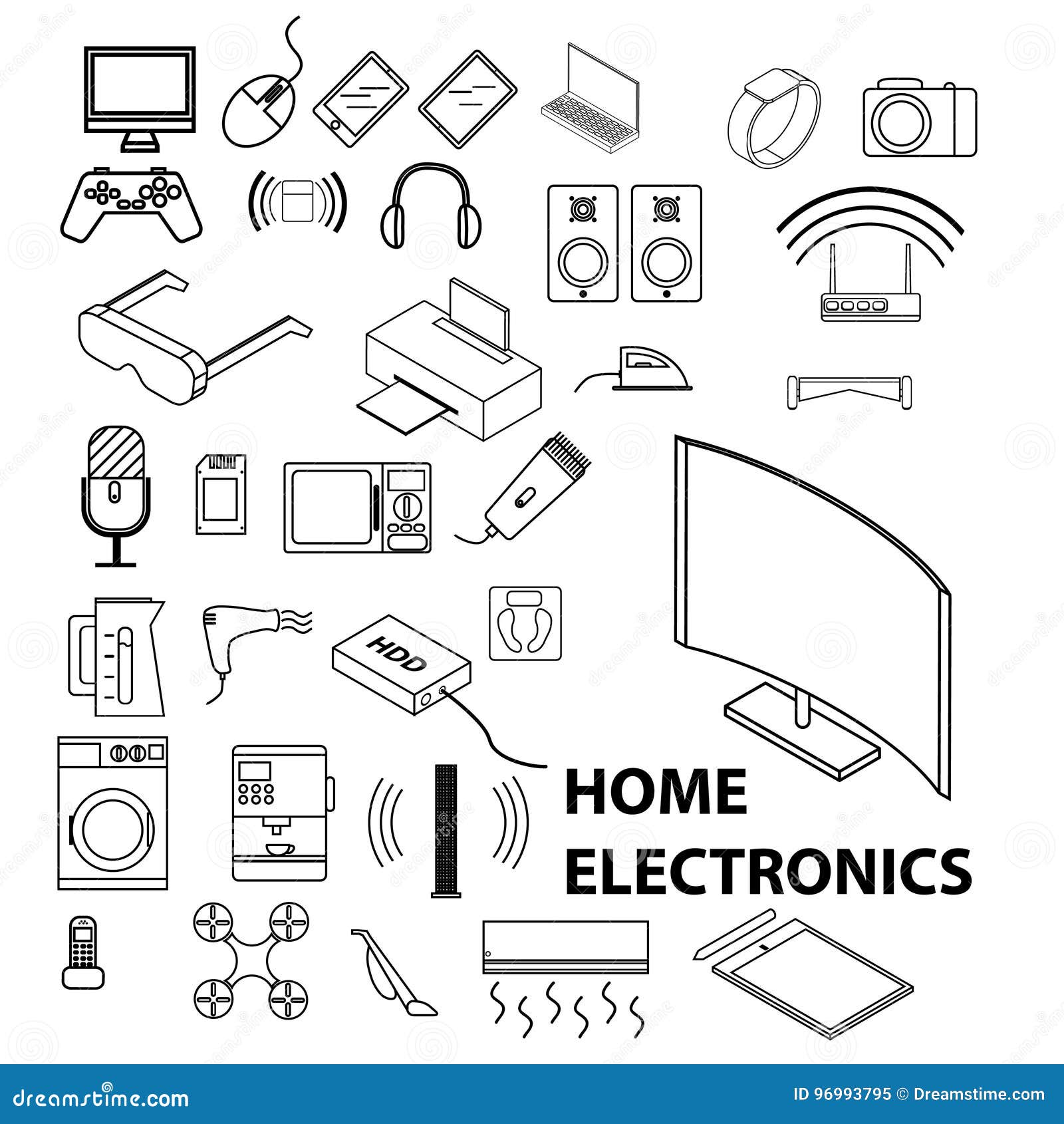 Home Electronics Icons Set. Vector Illustration Stock Vector ...