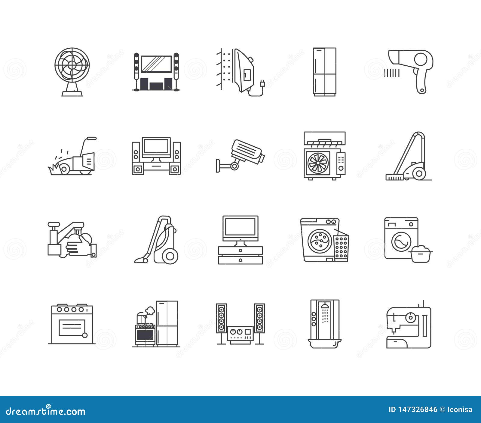 Home Electronics Line Icons, Signs, Vector Set, Outline Illustration ...