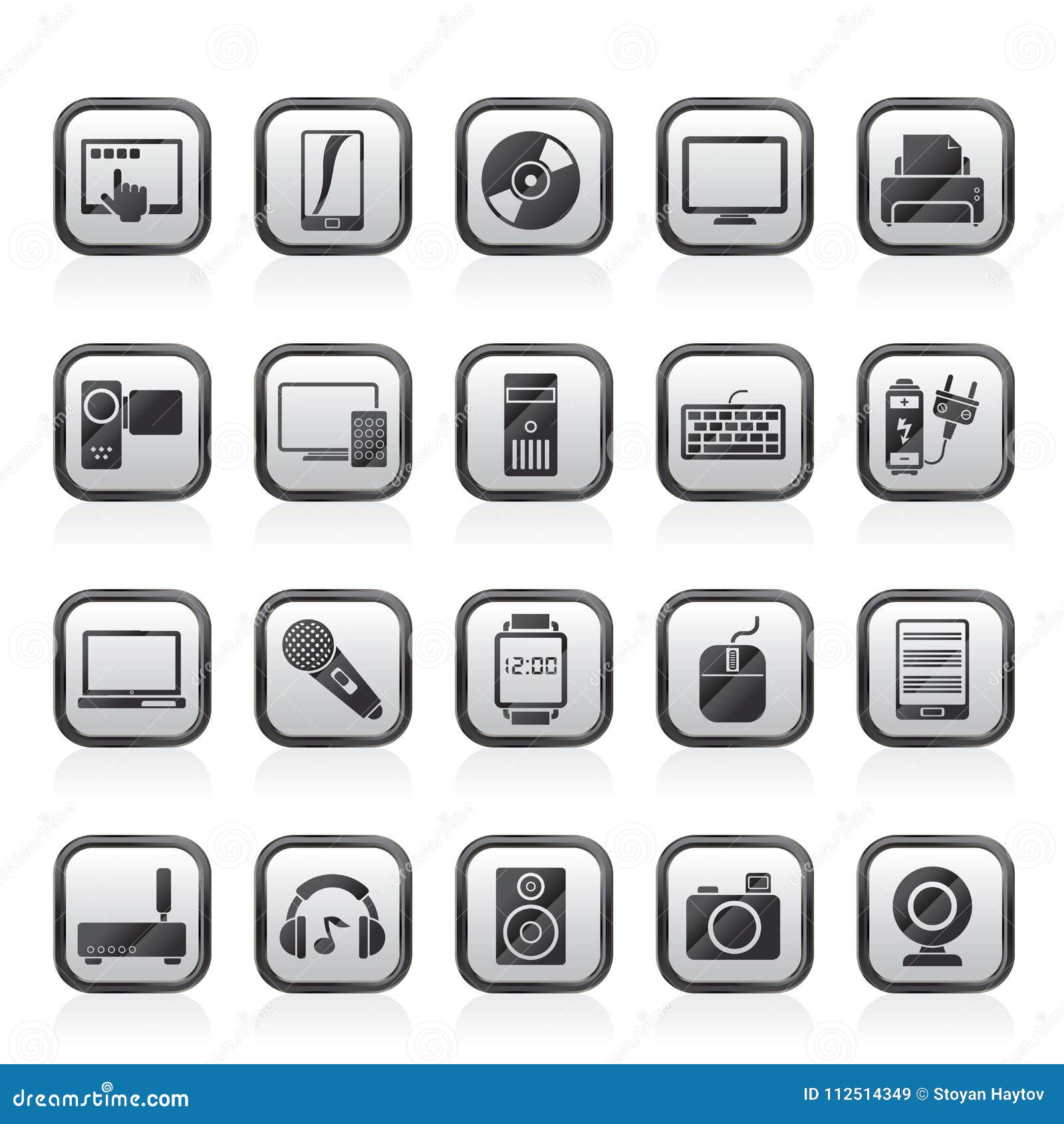 Home Electronics and Personal Multimedia Devices Icons Stock Vector ...