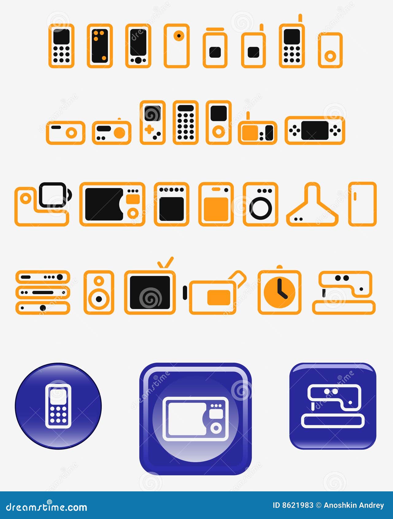 Home Electronics - Set of Vector Icons (buttons) Stock Vector ...