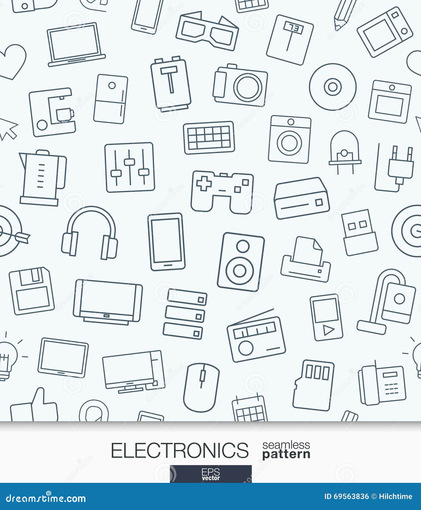 Home Electronics Wallpaper. Black and White Digital Shop Seamless ...