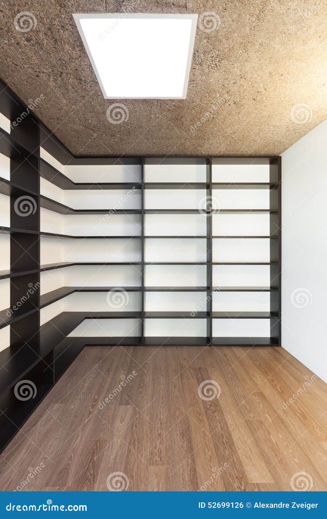 Home, Empty Room with Bookcase Stock Photo - Image of contemporary ...