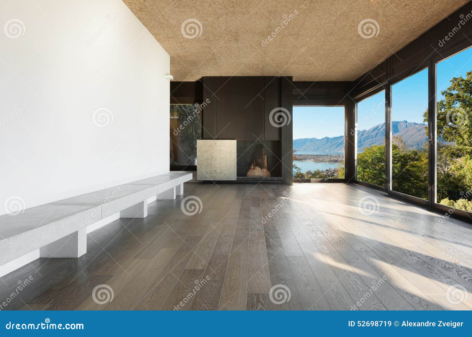 Home, Empty Room with Fireplace Stock Image - Image of inside ...