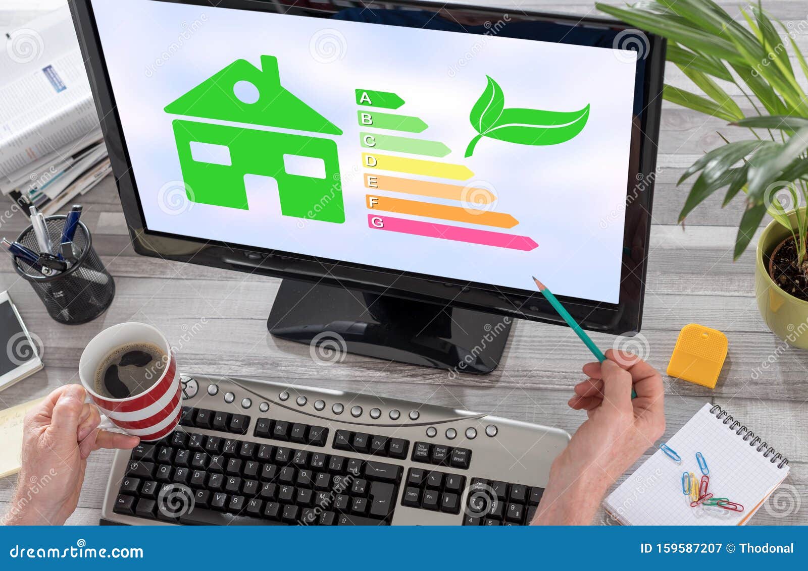 Home Energy Efficiency Concept on a Computer Stock Image - Image of ...