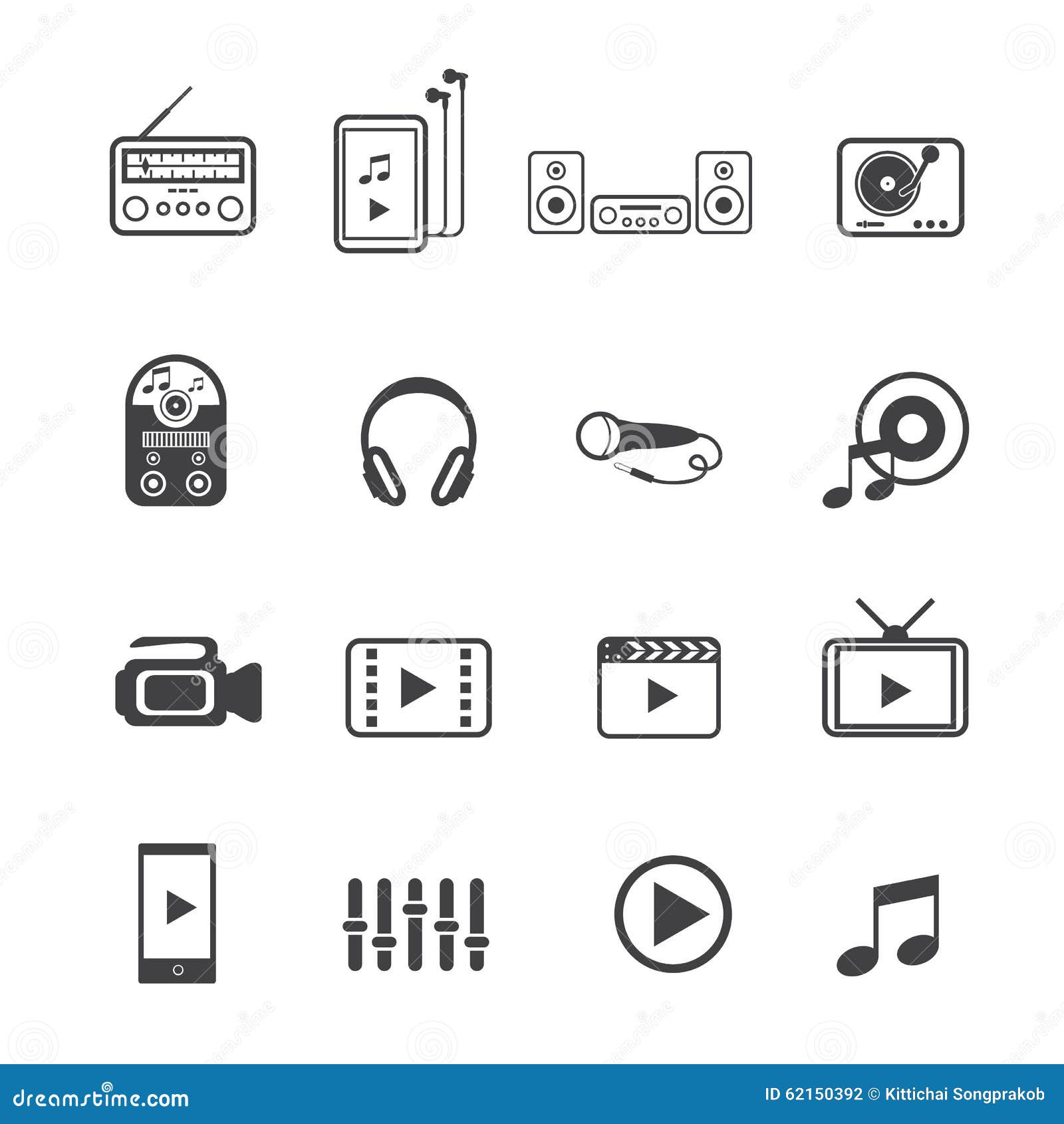 Home Entertainment and Electronic Devices Icons Set Stock Vector ...