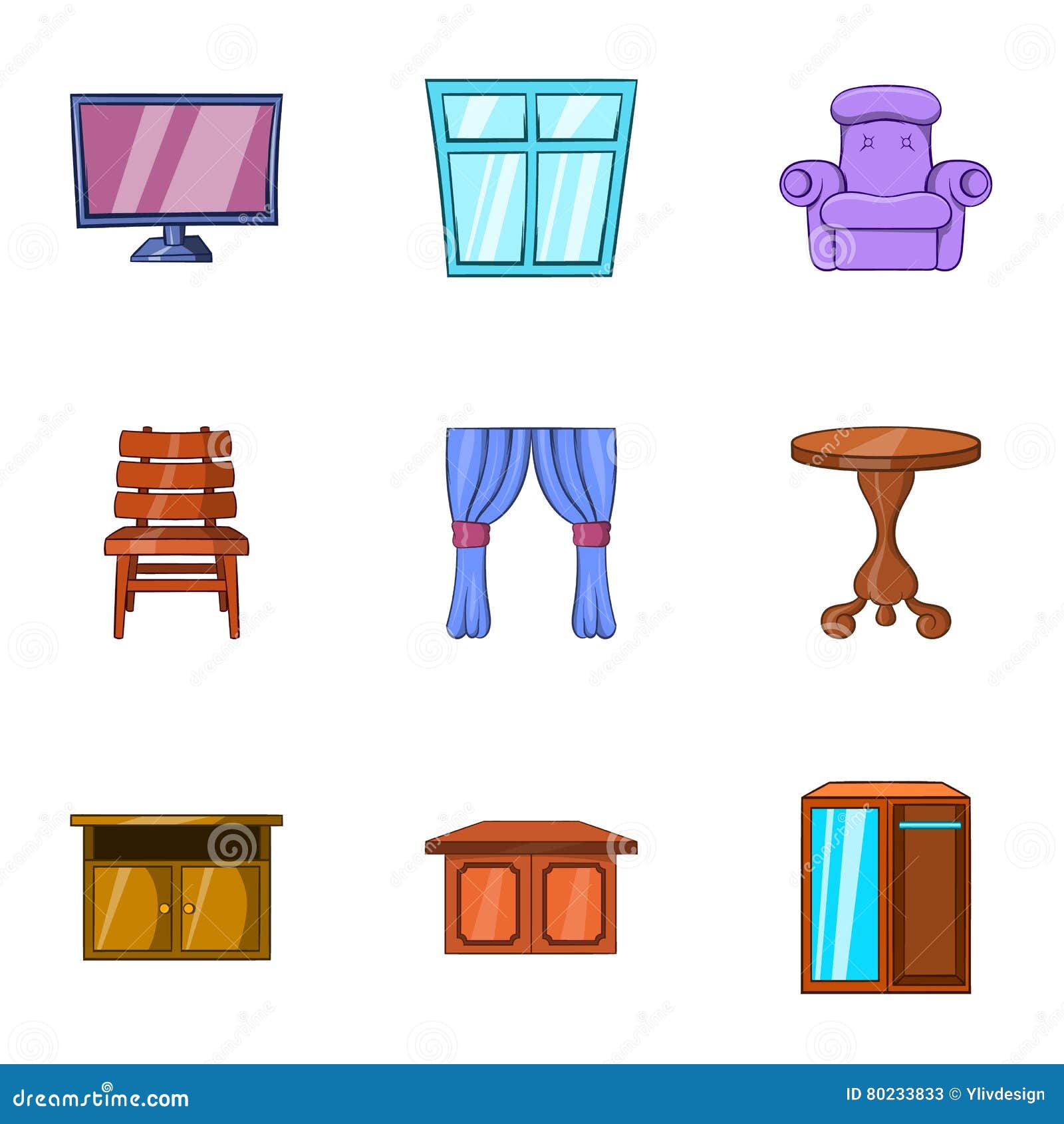 Home Environment Icons Set, Cartoon Style Stock Vector - Illustration ...