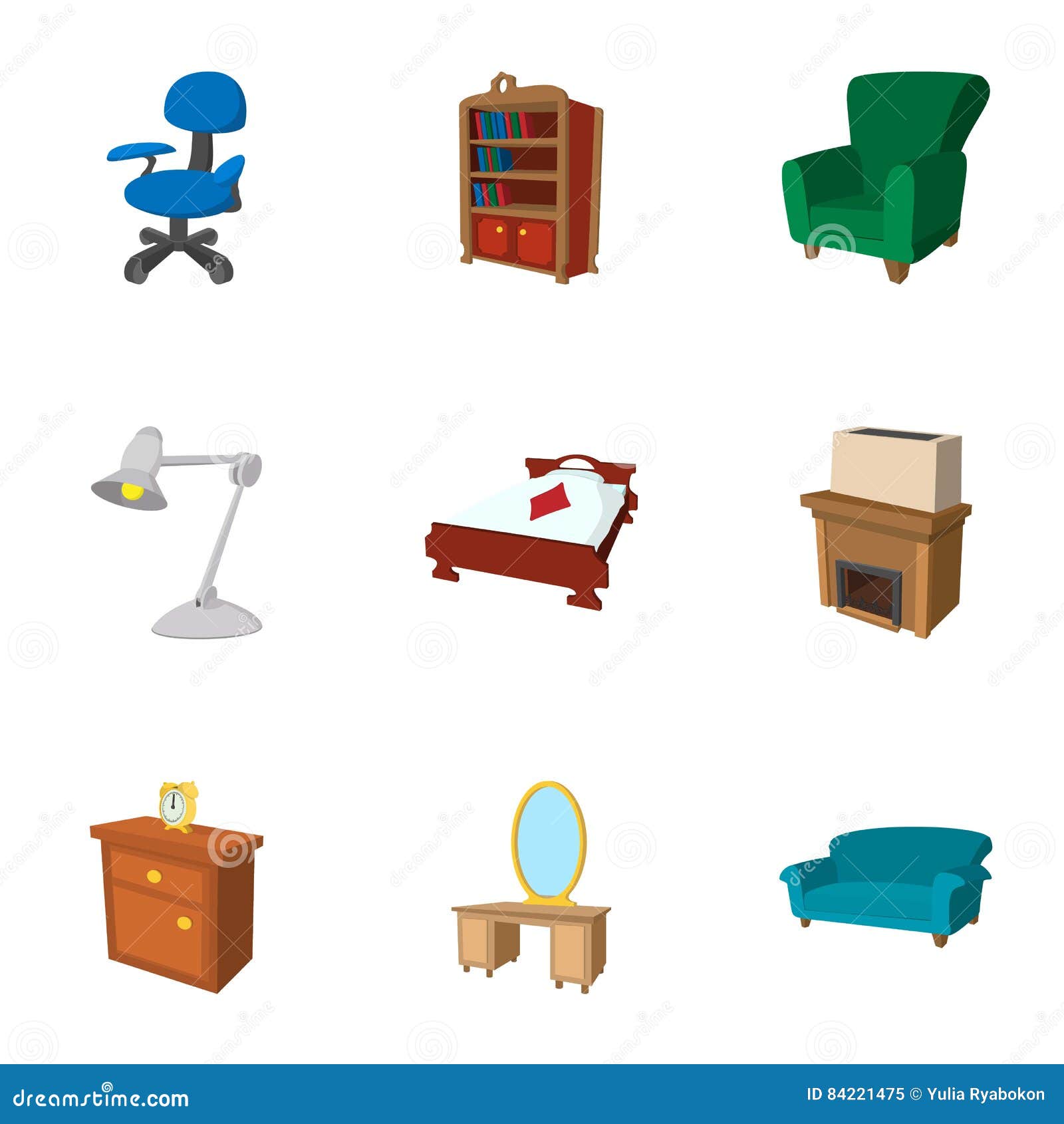 Home Environment Icons Set, Cartoon Style Stock Vector - Illustration ...
