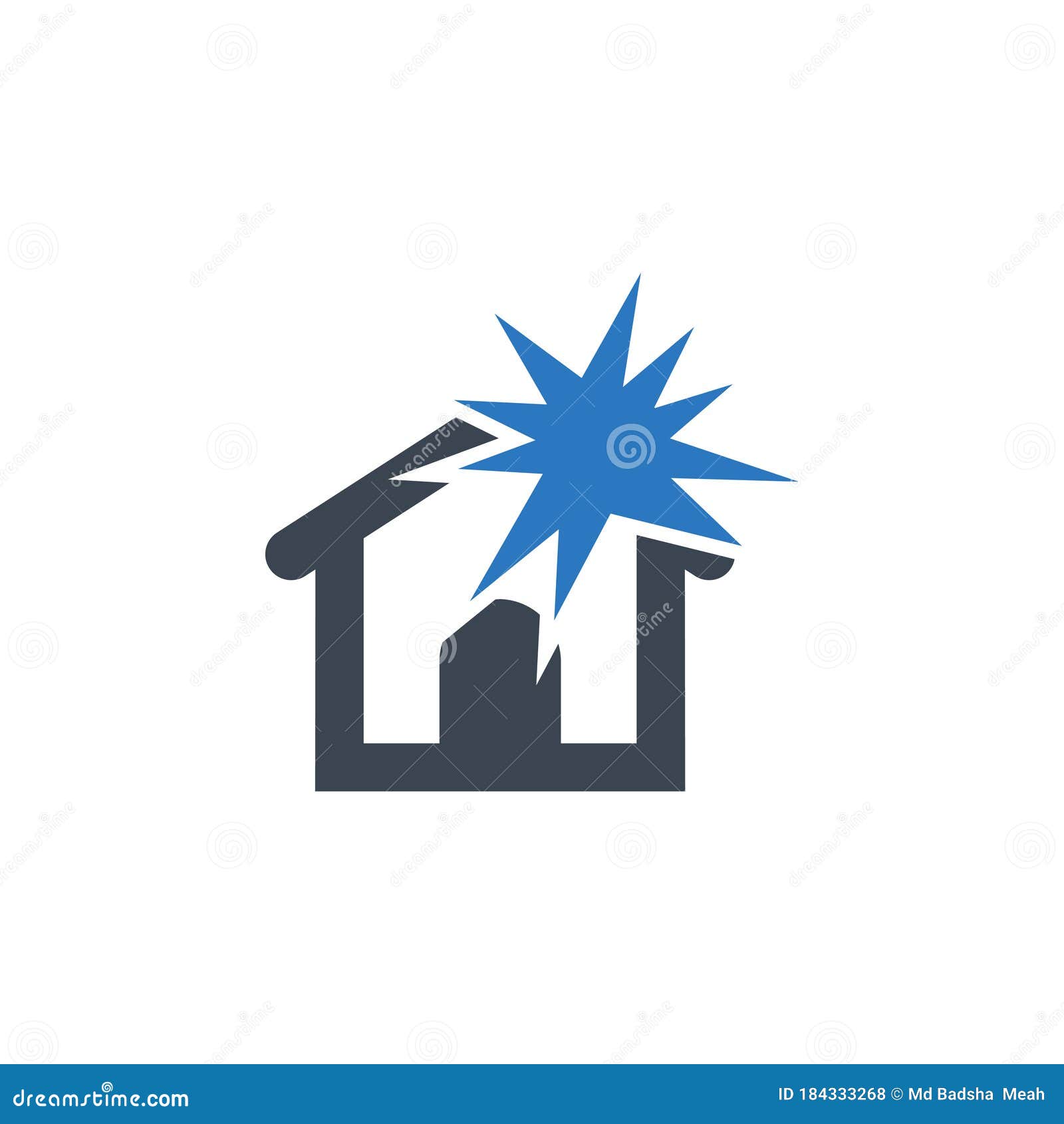 Home explosion icon stock vector. Illustration of sign - 184333268