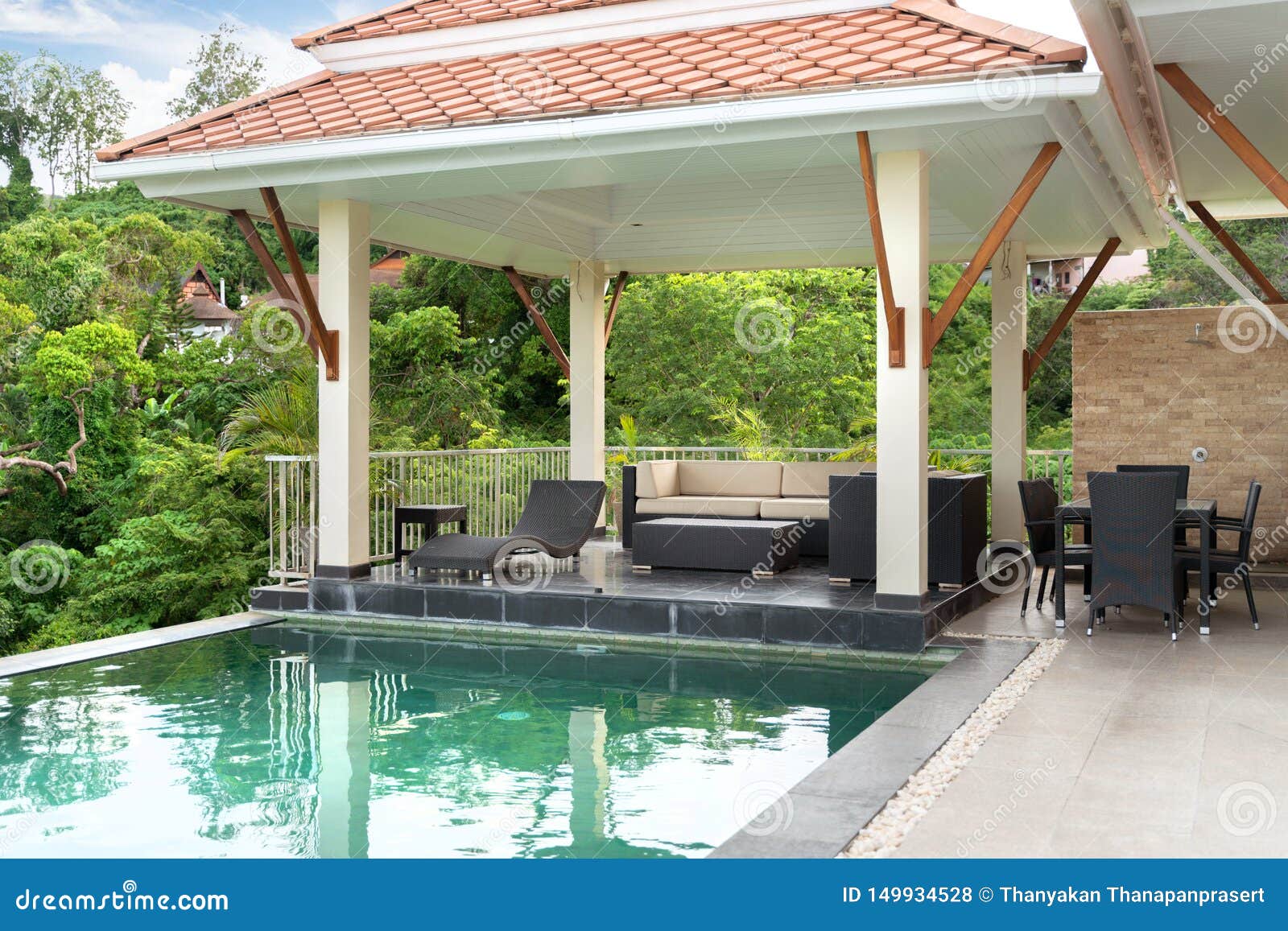 Home Exterior Design Pavilion of Pool Villa Stock Photo - Image of ...