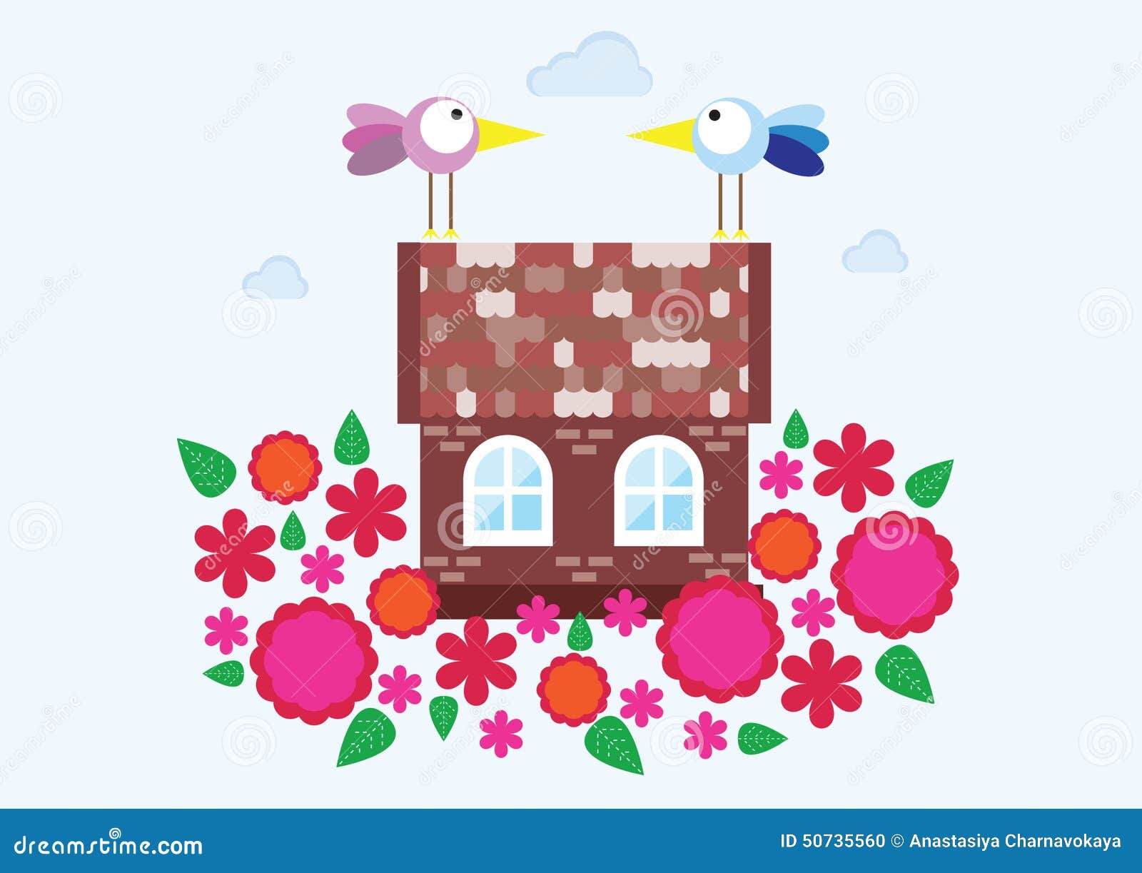 Home, family, spring stock vector. Illustration of bloom - 50735560