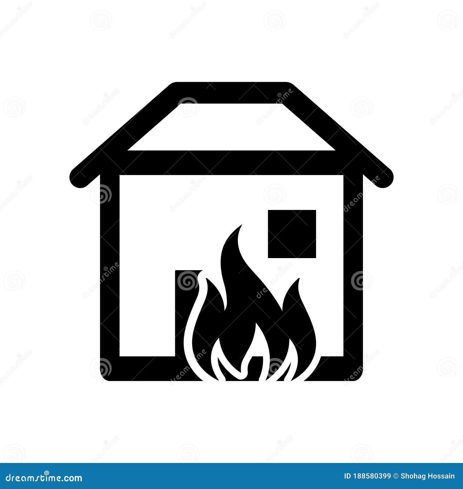 Home fire explosion icon. stock vector. Illustration of icon - 188580399