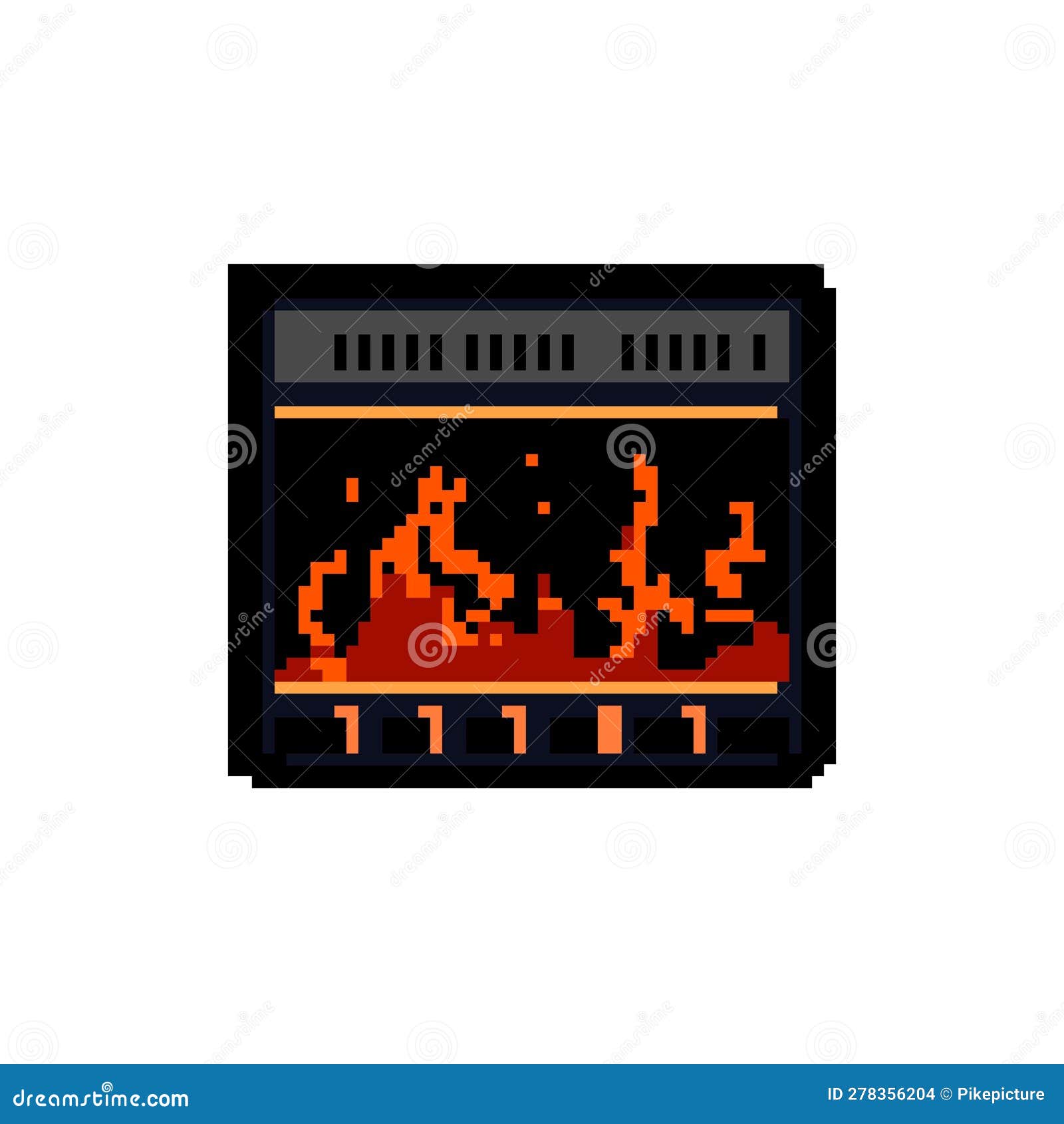 Home Fireplace Game Pixel Art Vector Illustration Stock Vector ...
