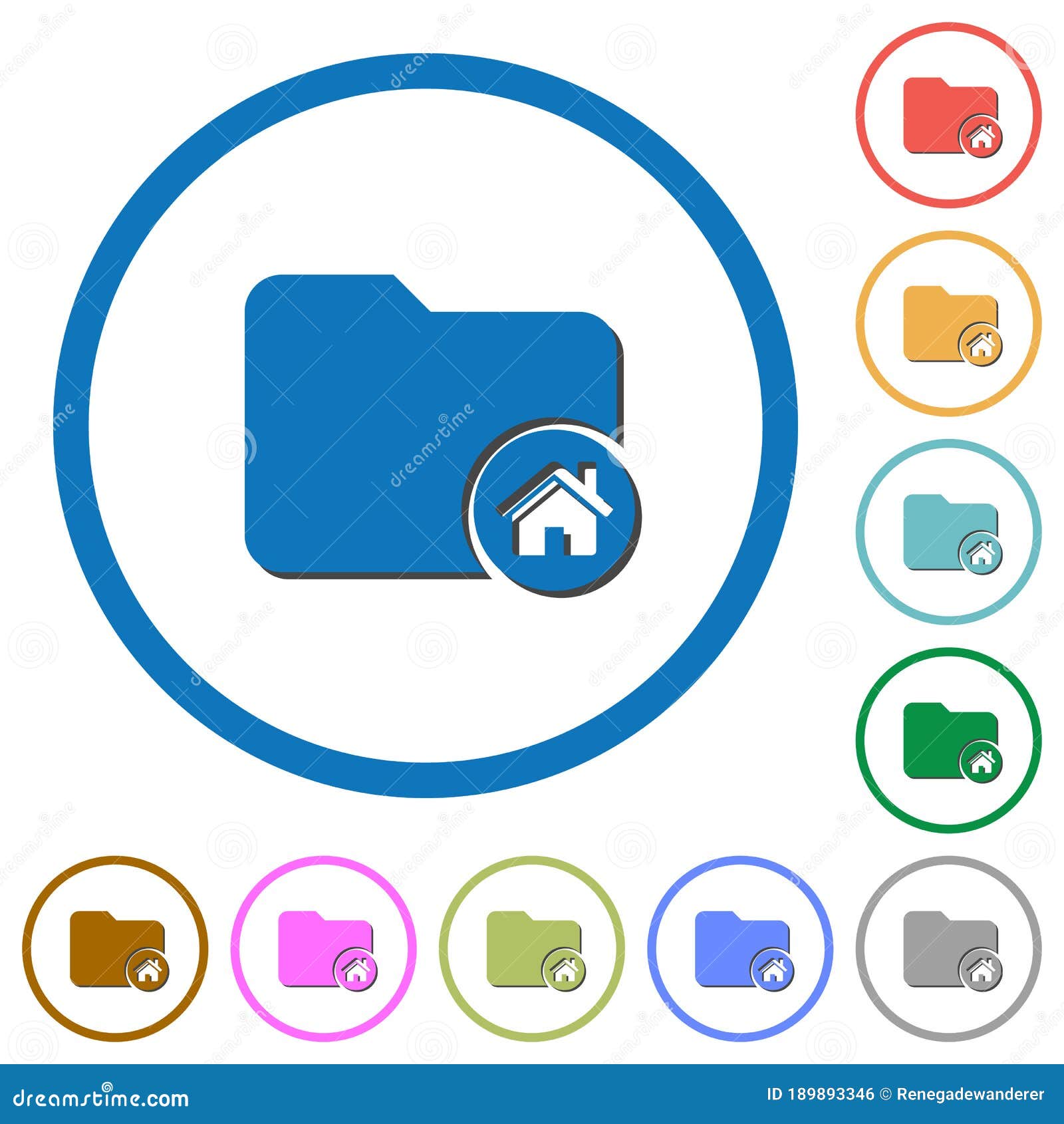 Home Folder Icons with Shadows and Outlines Stock Vector - Illustration ...