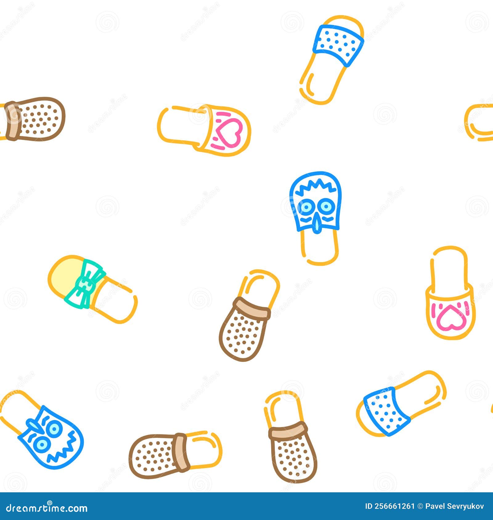 Home Footwear Comfortable Shoes Vector Seamless Pattern Stock ...