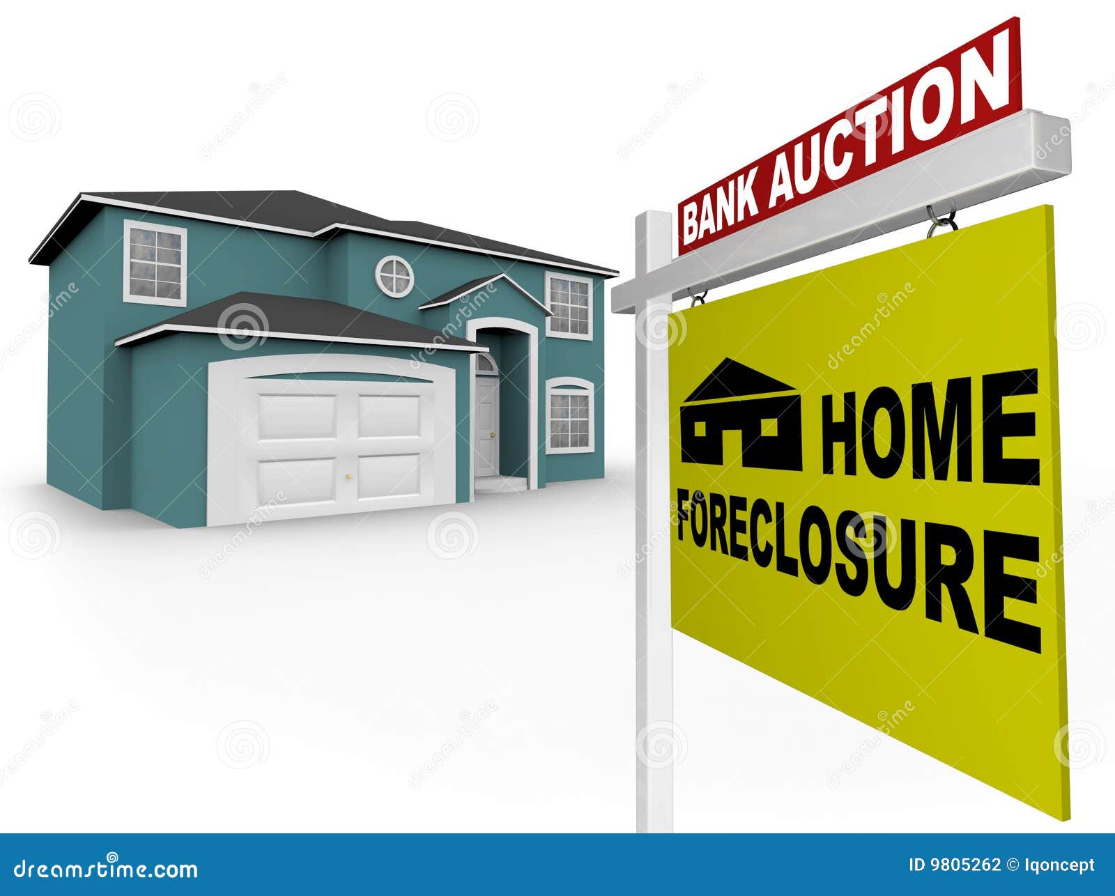 Home Foreclosure Sign in Front of House Stock Illustration ...