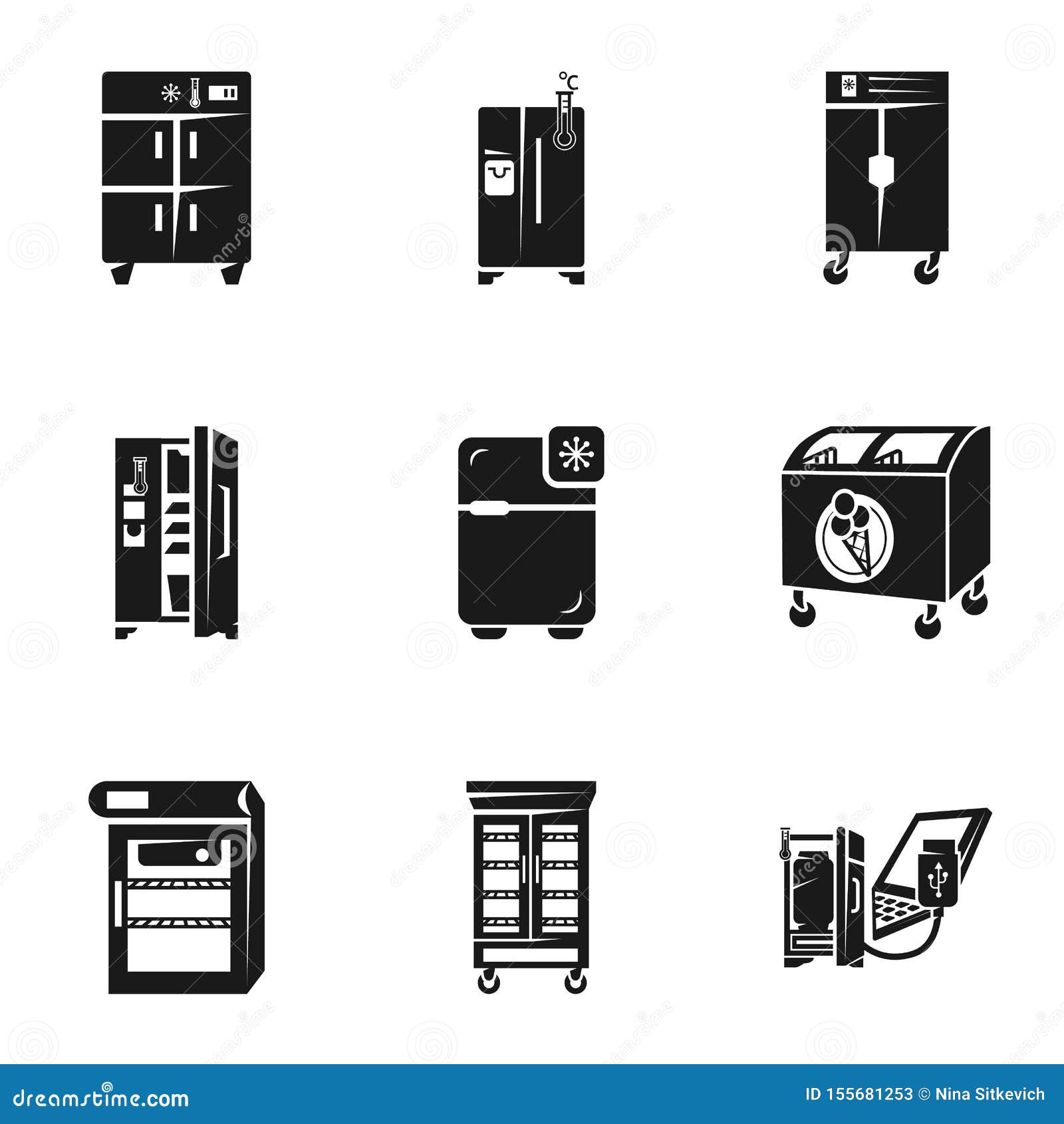 Home Fridge Icon Set, Simple Style Stock Vector - Illustration of icon ...