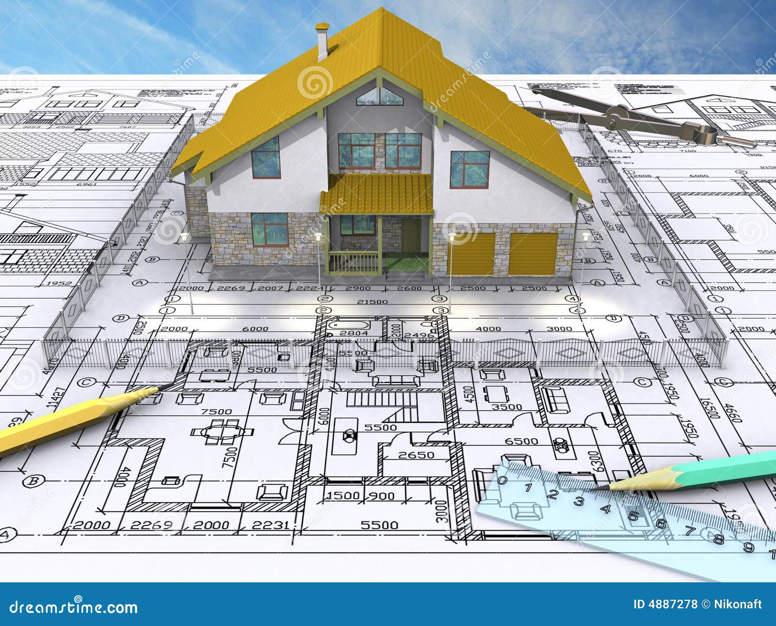Home_front_view stock illustration. Illustration of house - 4887278