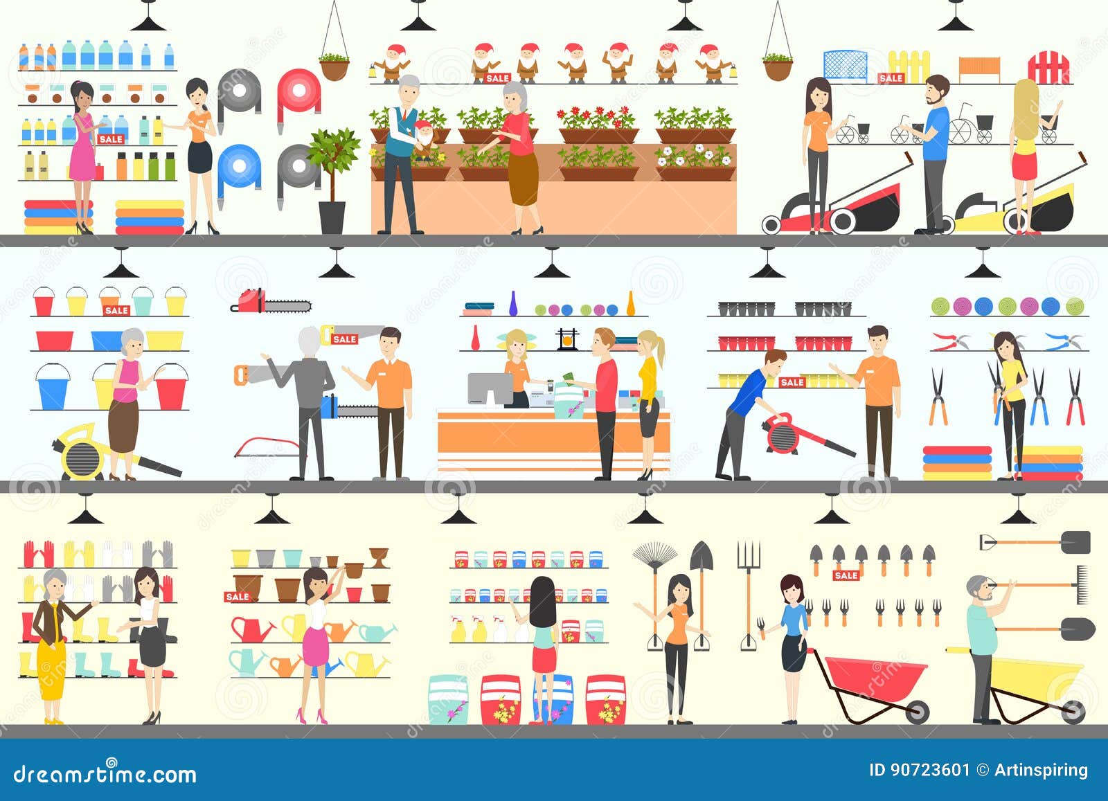 Home and garden store. stock vector. Illustration of decoration - 90723601