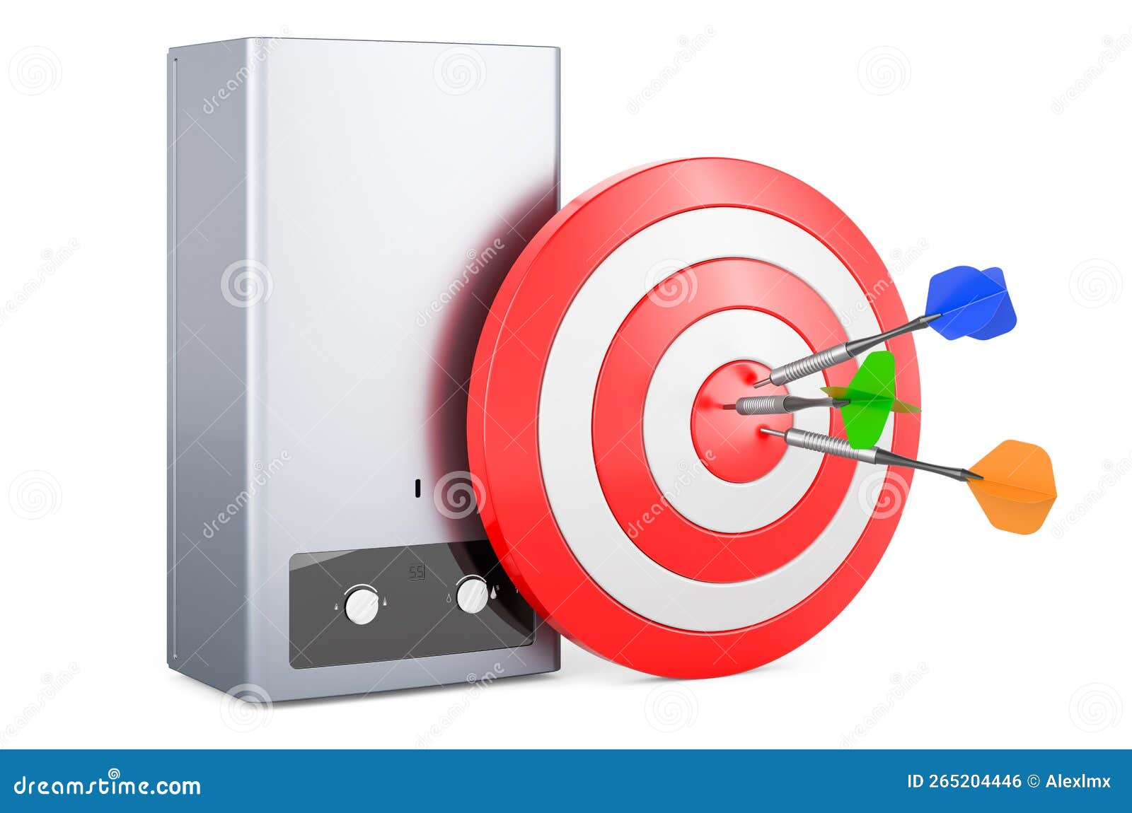 Home Gas Boiler and Target with Arrows. 3D Rendering Stock Illustration ...