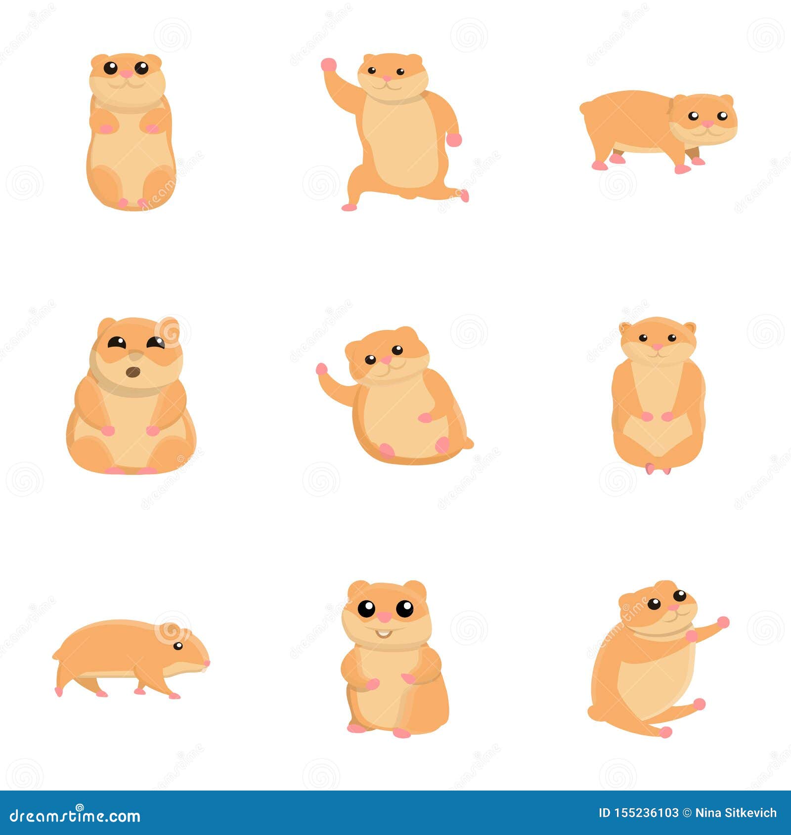 Home Hamster Icon Set, Cartoon Style Stock Vector - Illustration of ...