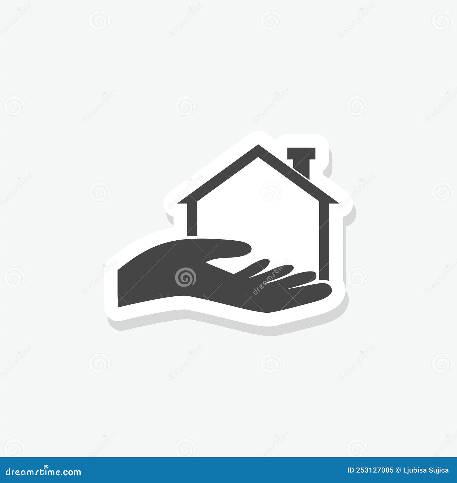 Home with Hand Logo Icon Sticker Stock Vector - Illustration of ...