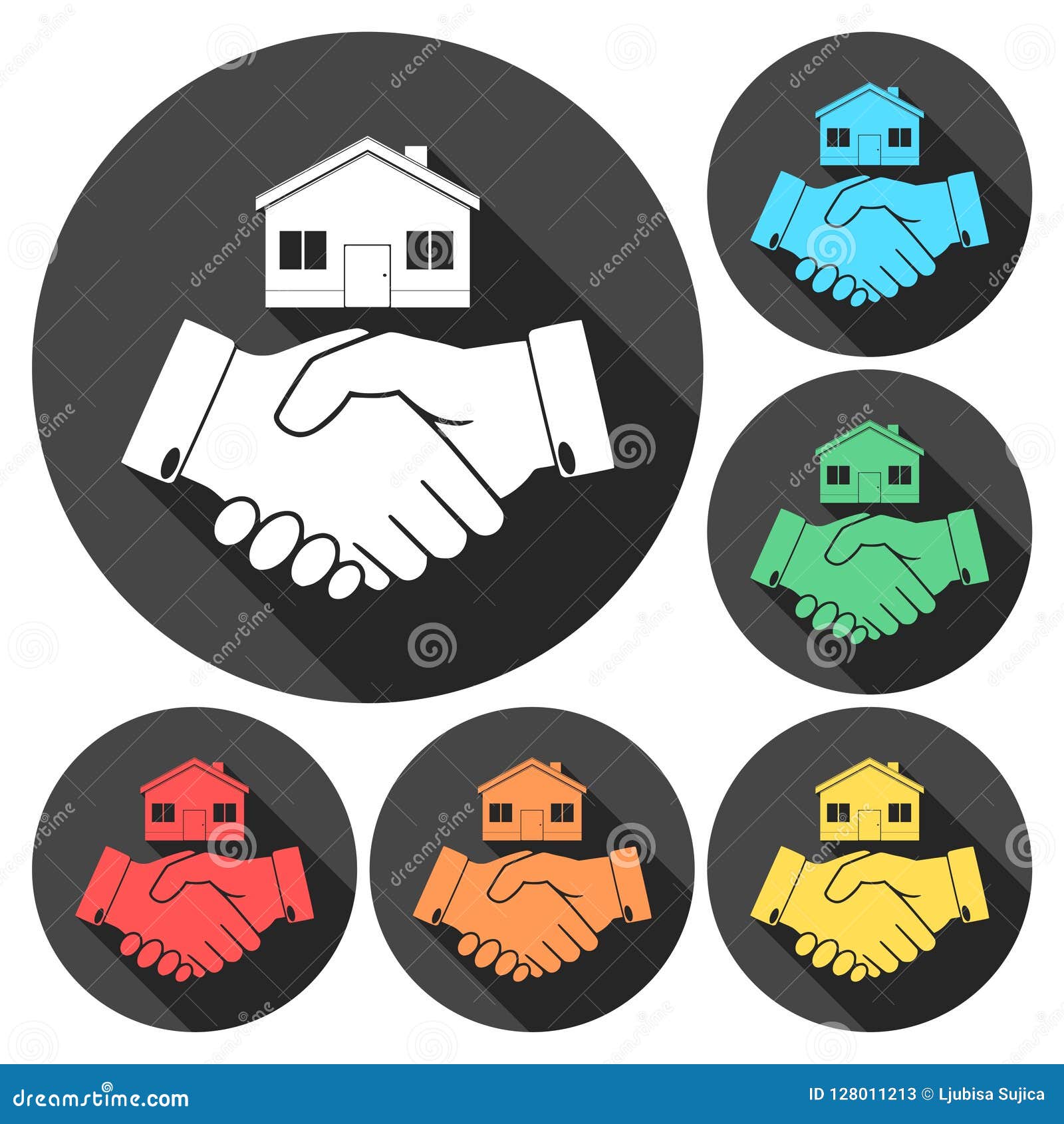 Home handshake sign icon stock vector. Illustration of construction ...