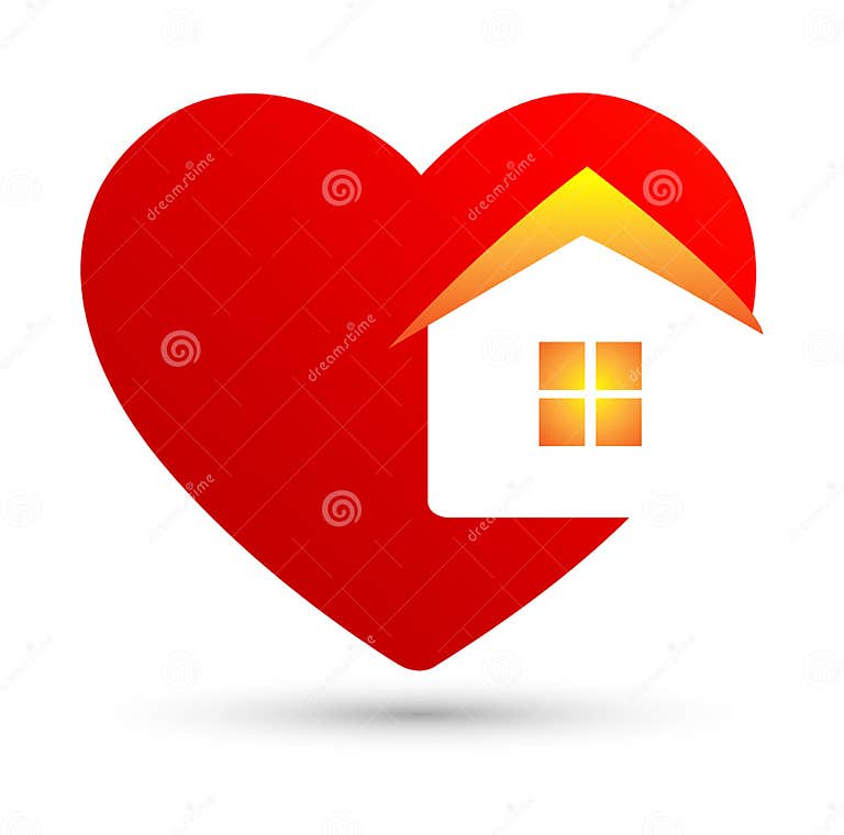 Home and Heart Logo on White Background Stock Vector - Illustration of ...