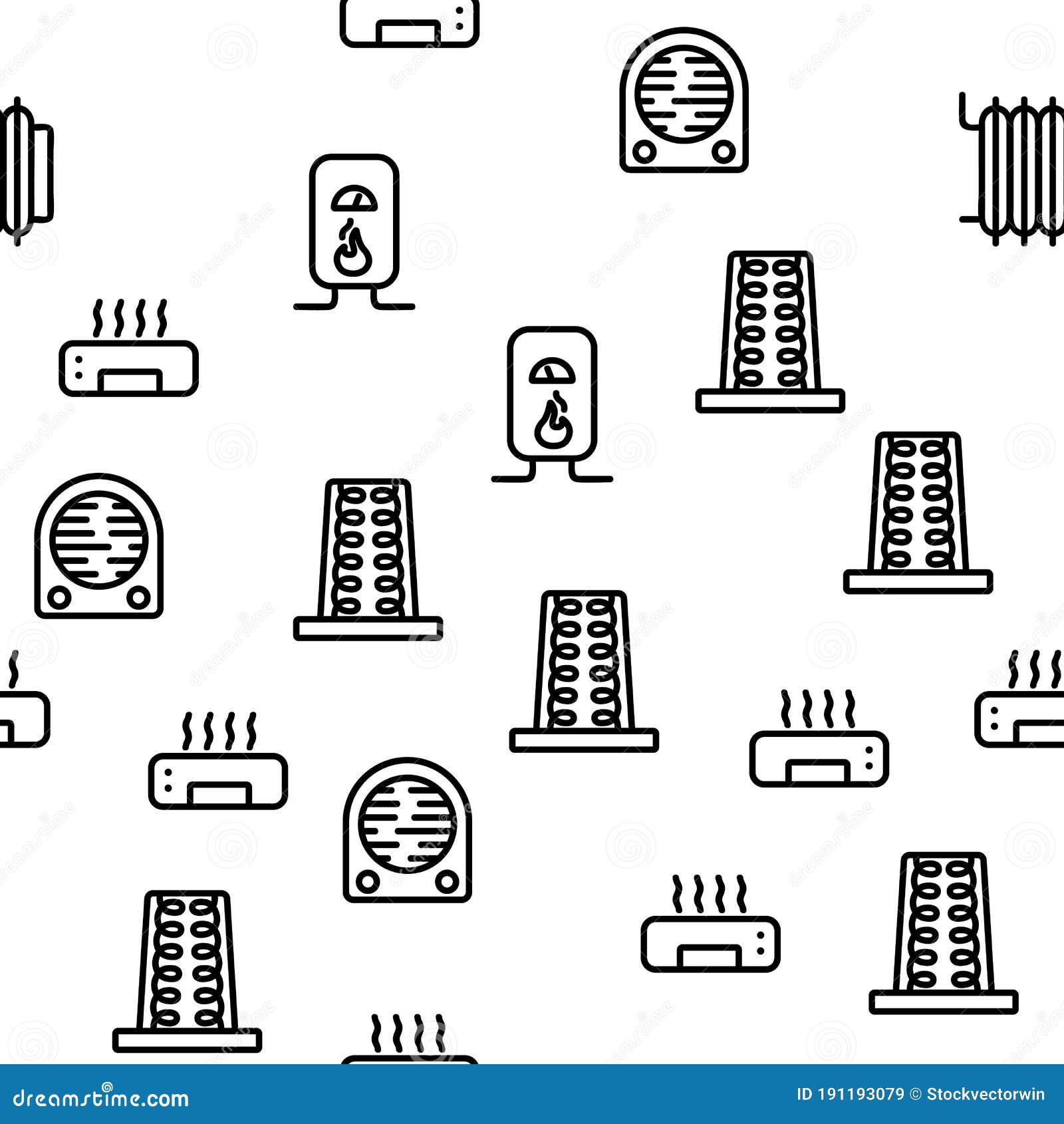 Home Heater Vector Seamless Pattern Stock Vector - Illustration of ...
