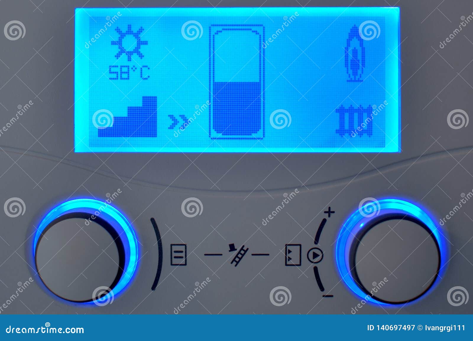 Home Heating Automation Control Unit with Blue Display Stock Image ...