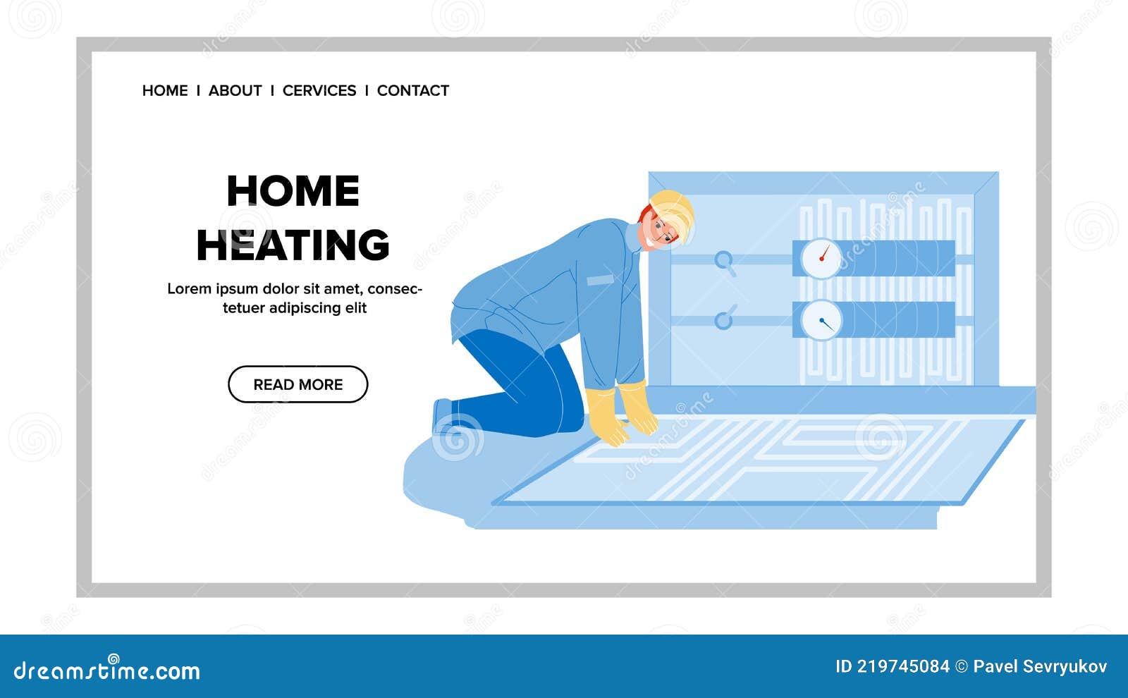 Home Heating System Installing Craftsman Vector Stock Vector ...