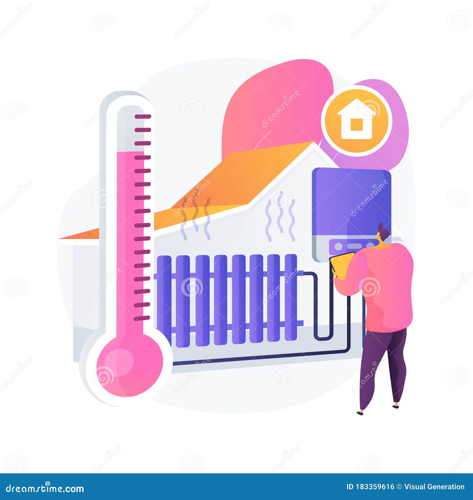 Sun In Home - Heating In House Symbol Vector Illustration ...