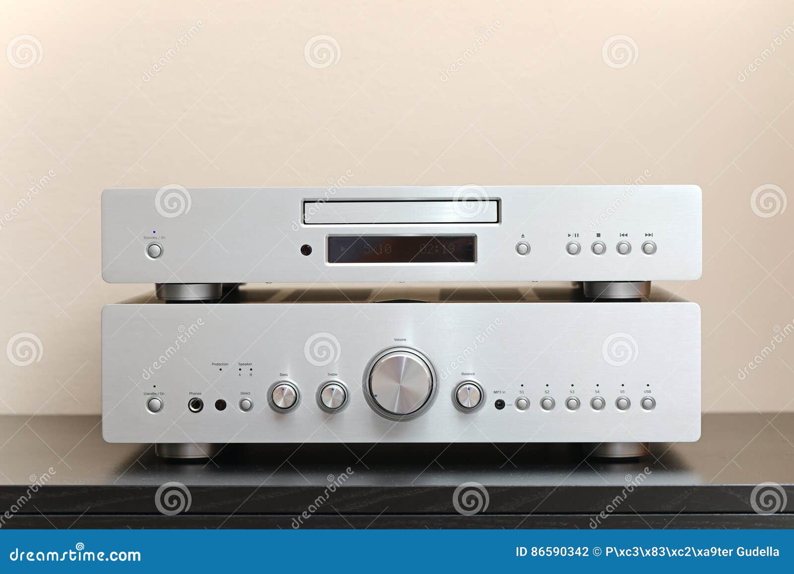 HiFi System With Turntable, Amplifier, Headphones And Lp Vinyl Records ...