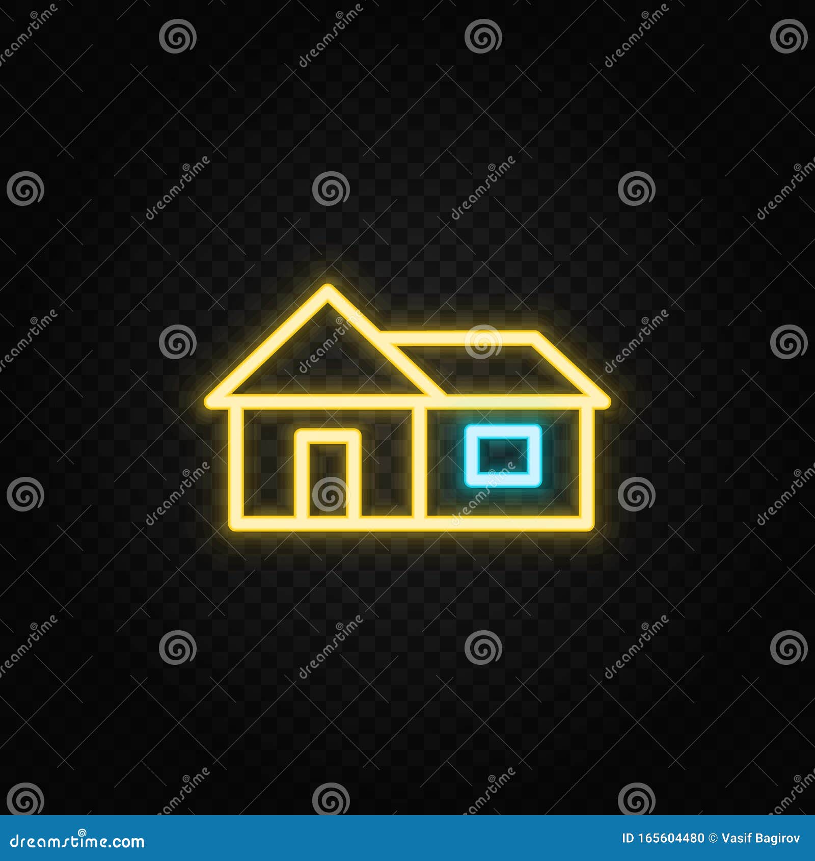 Home, House Neon Icon. Blue and Yellow Neon Vector Icon Stock ...