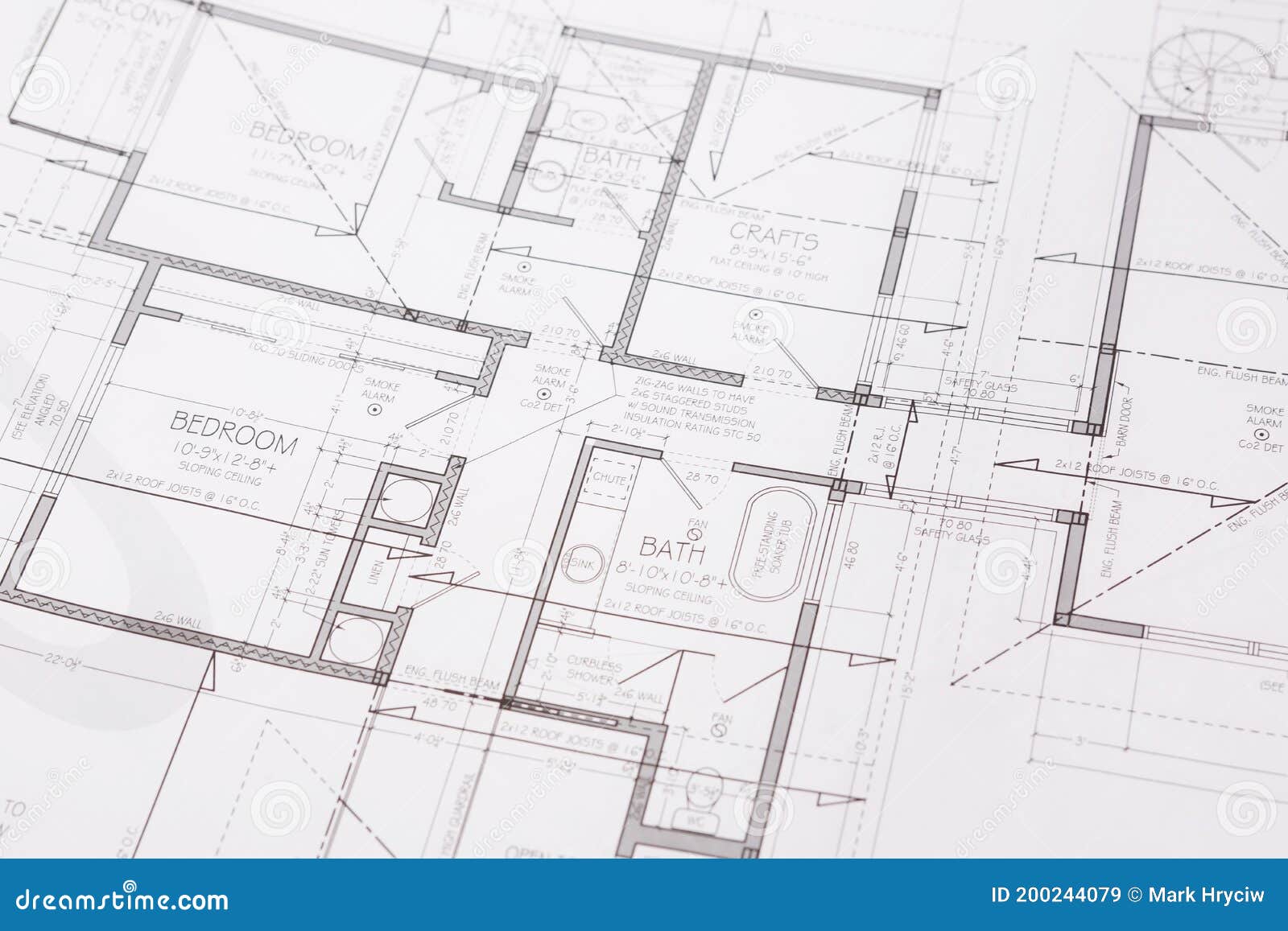 Home House New Construction Plan Drawing Details Stock Image - Image of ...