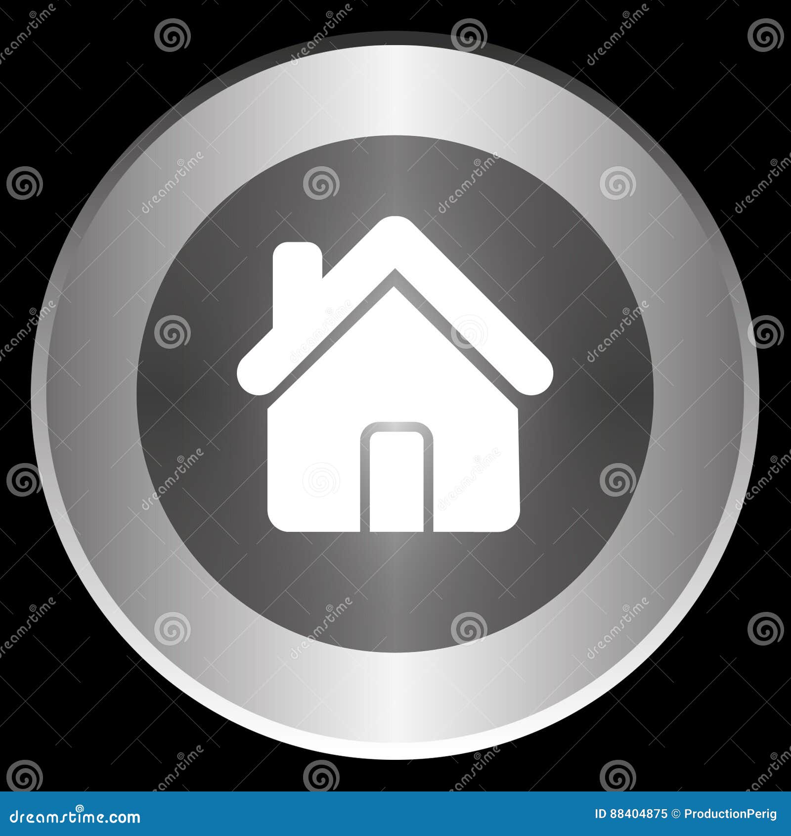 Home Icon on a Circle Isolated on a Black Background Stock Illustration ...