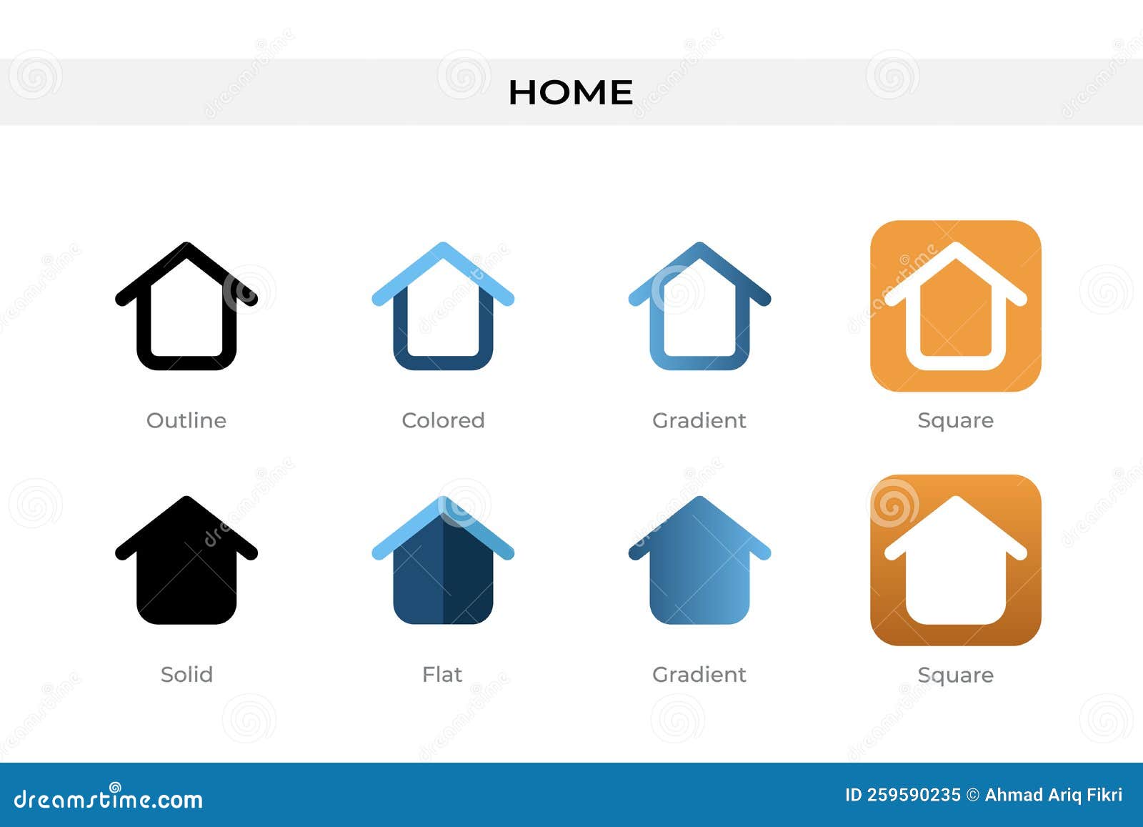 Home Icon in Different Style. Home Vector Icons Designed in Outline ...