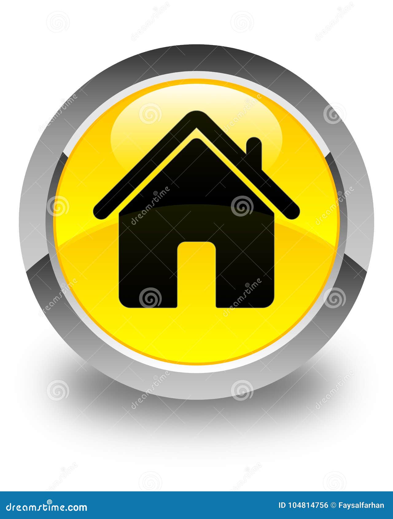 Home Icon Glossy Yellow Round Button Stock Illustration - Illustration ...