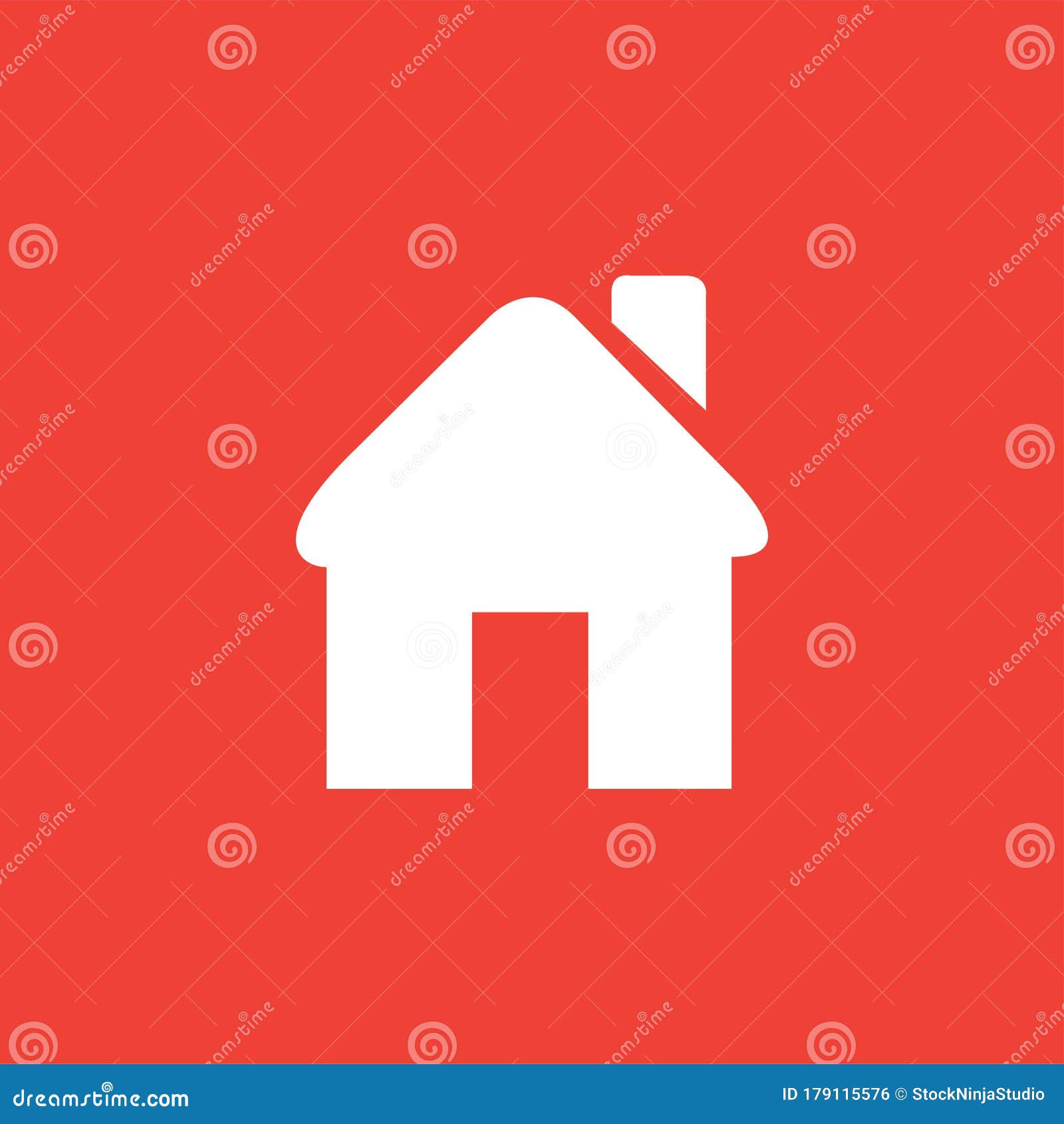 Home Icon on Red Background. Red Flat Style Vector Illustration Stock ...