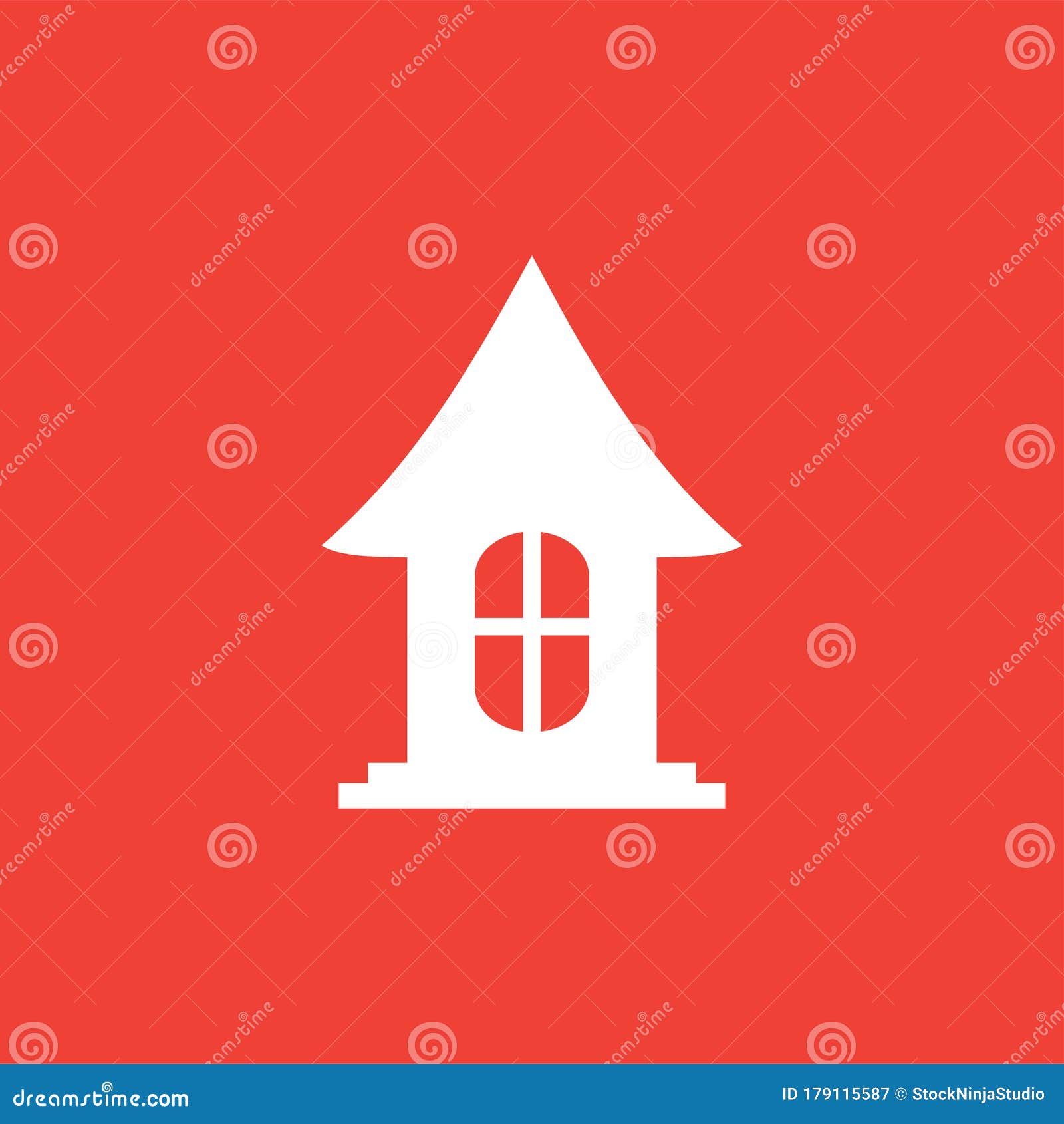 Home Icon on Red Background. Red Flat Style Vector Illustration Stock ...