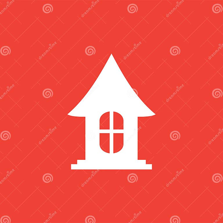 Home Icon on Red Background. Red Flat Style Vector Illustration Stock ...
