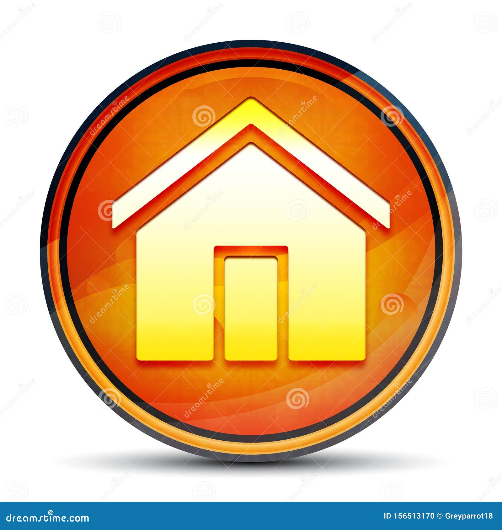 Home Icon Shiny Bright Orange Round Button Illustration Stock ...