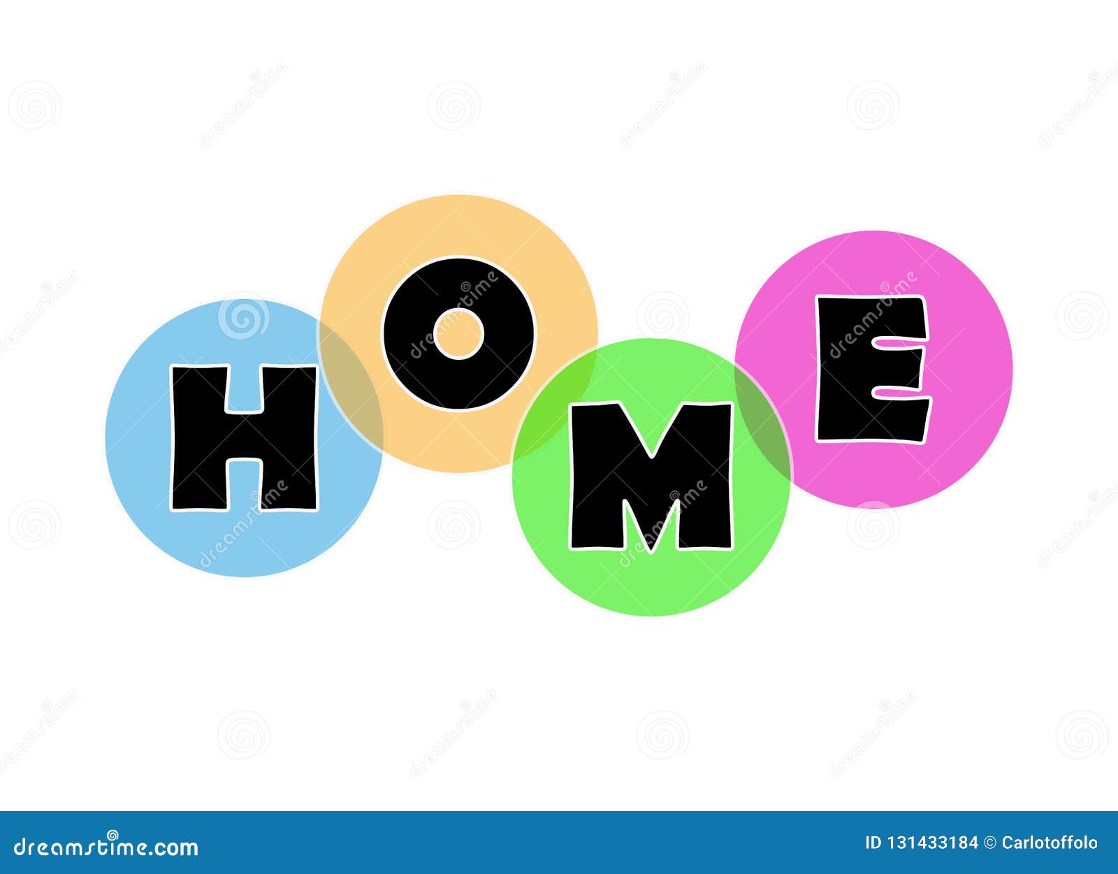 Home Icon with the Write Home Inside Colored Circles - Vector Stock ...