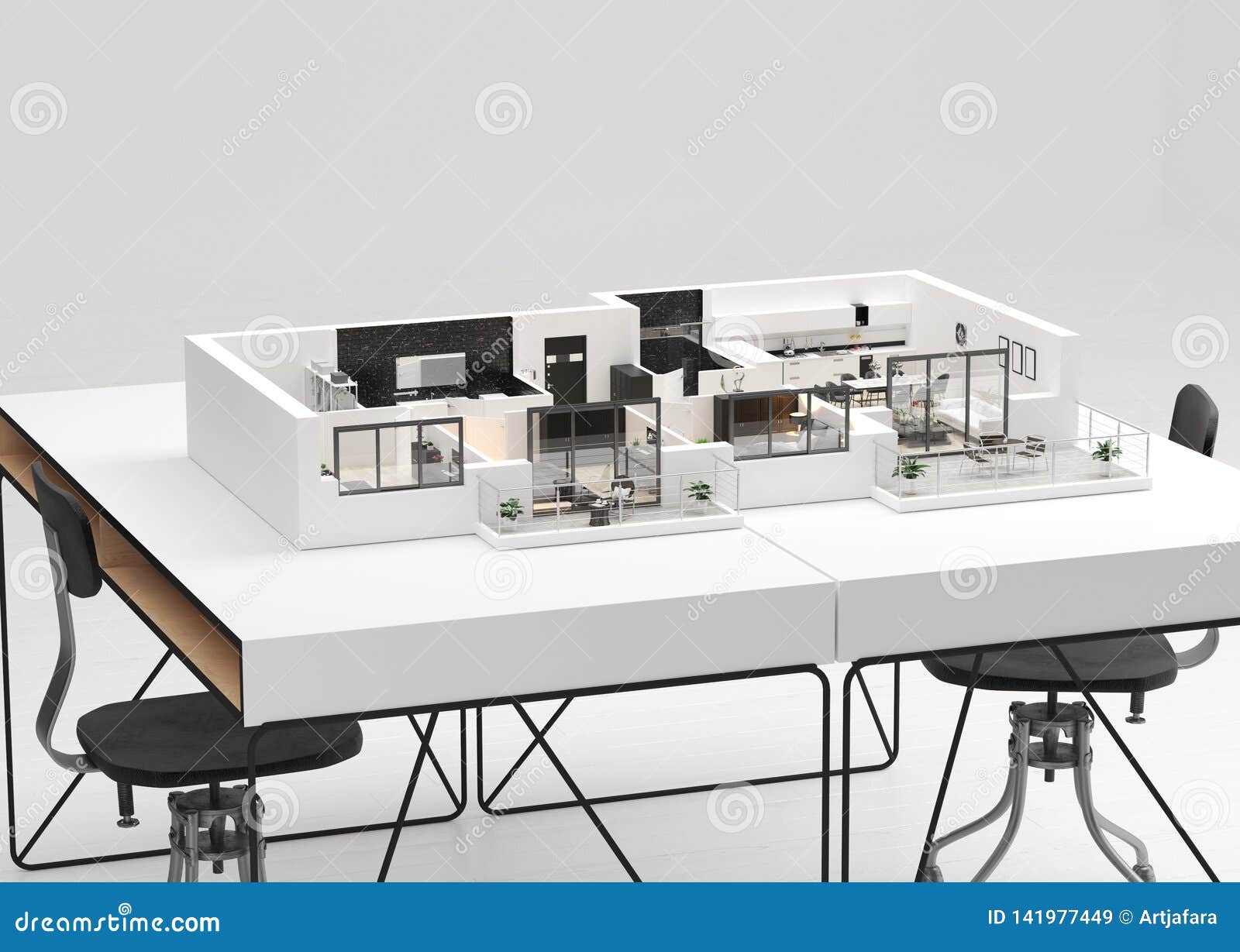 Home Idea, Interior Layout on Table Stock Illustration - Illustration ...