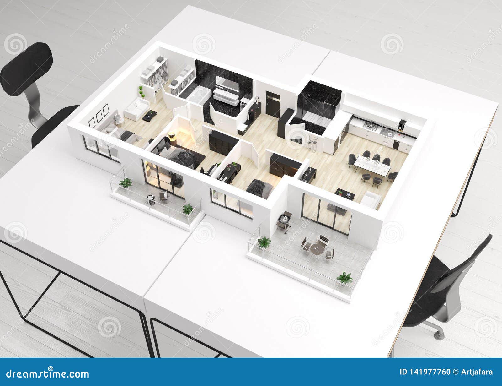Home Idea, Interior Layout on Table Stock Photo - Image of construction ...